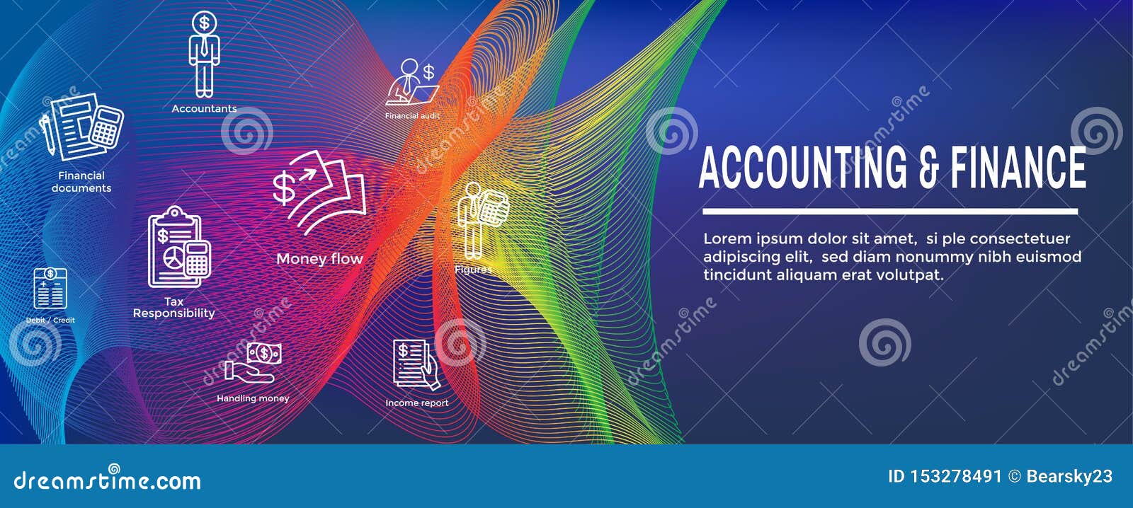 Accountant or Accounting Icon Set & Web Header Banner Stock Vector ...