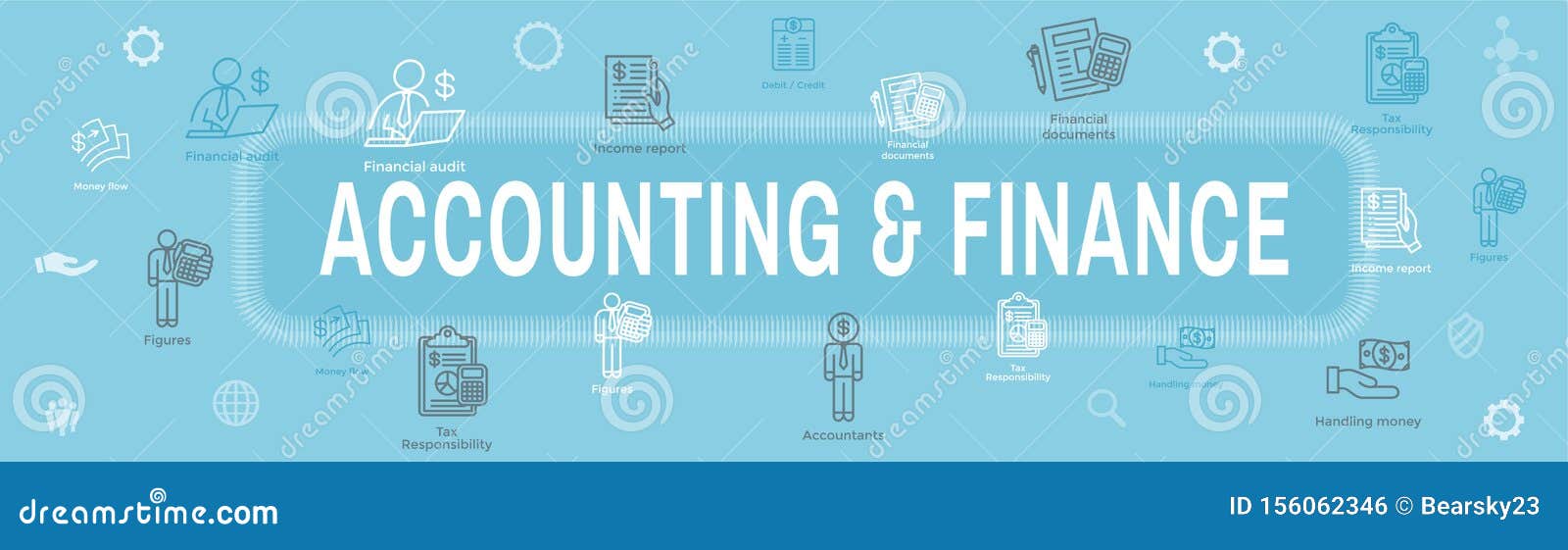 Accountant or Accounting Icon Set & Web Header Banner Stock Vector ...