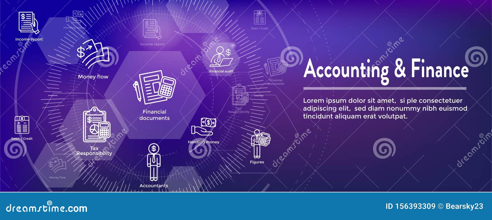 Accountant Or Accounting Icon Set & Web Header Banner Vector ...