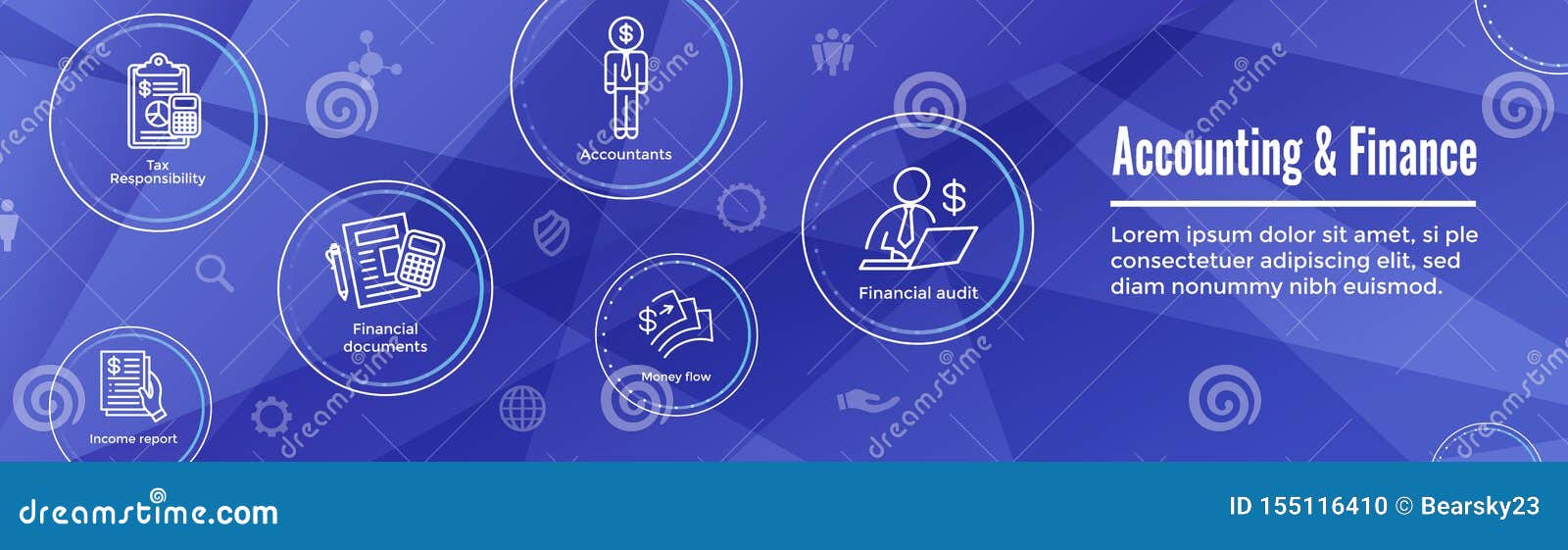 Accountant or Accounting Icon Set & Web Header Banner Stock Vector ...