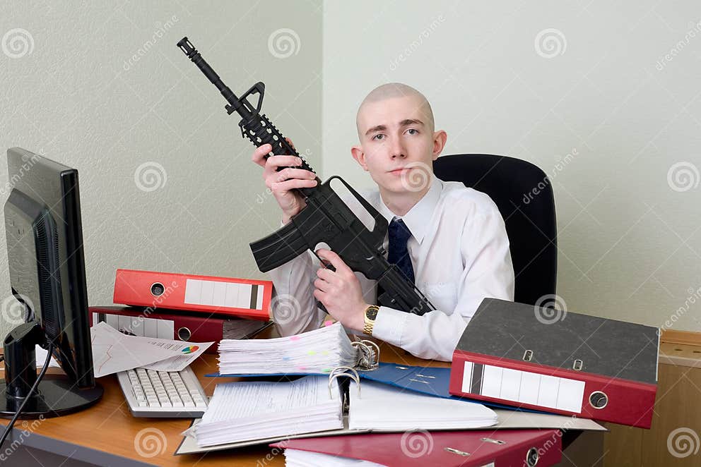 Accountant Armed with a Rifle Stock Image - Image of black, barrel: 8595195
