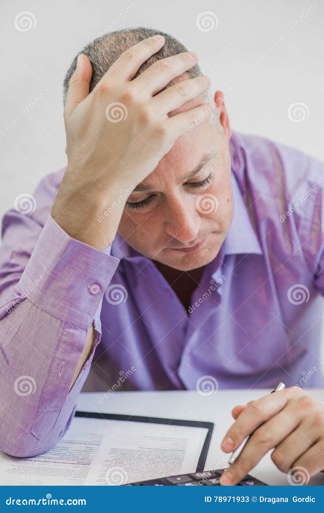 Accountant Businessman at Work is Stressed Stock Image - Image of ...