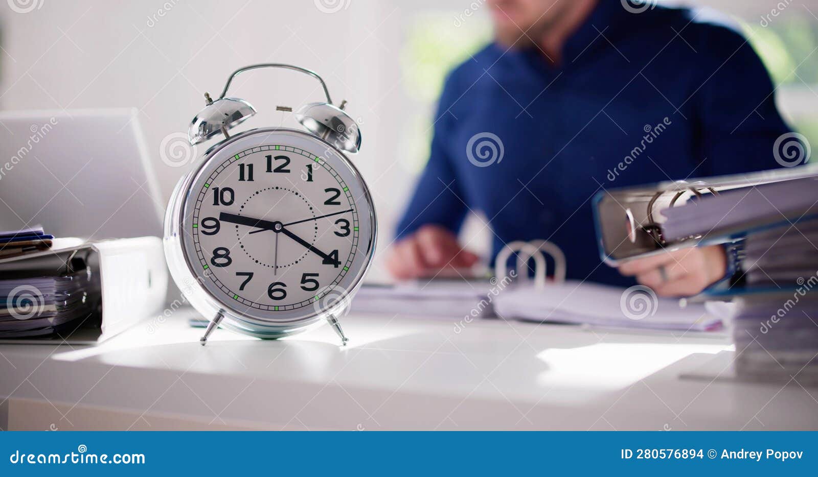 Accountant Calculating Bill with Time Clock Stock Photo - Image of ...