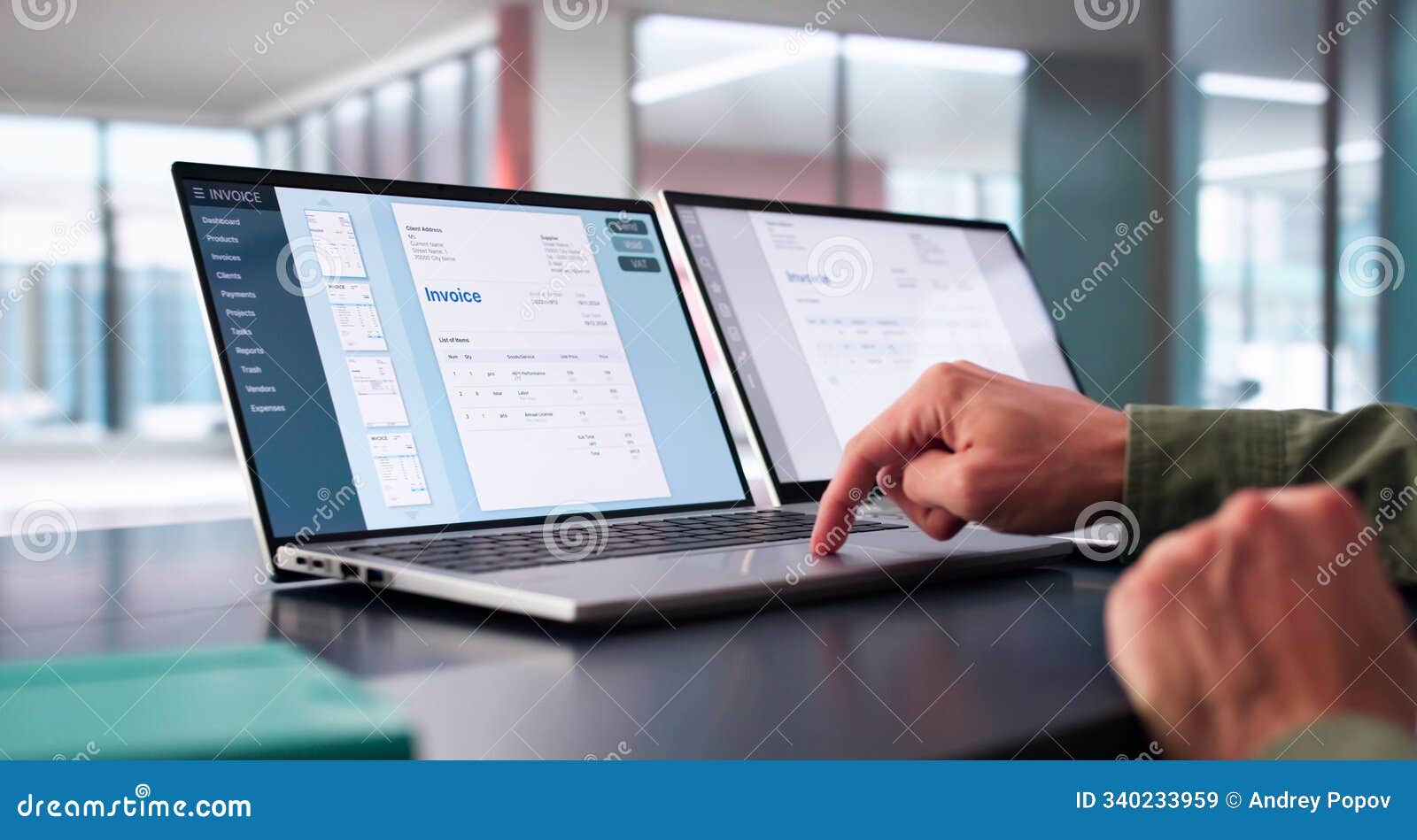 Accountant Calculating Electronic Invoice or E Bill Stock Illustration ...