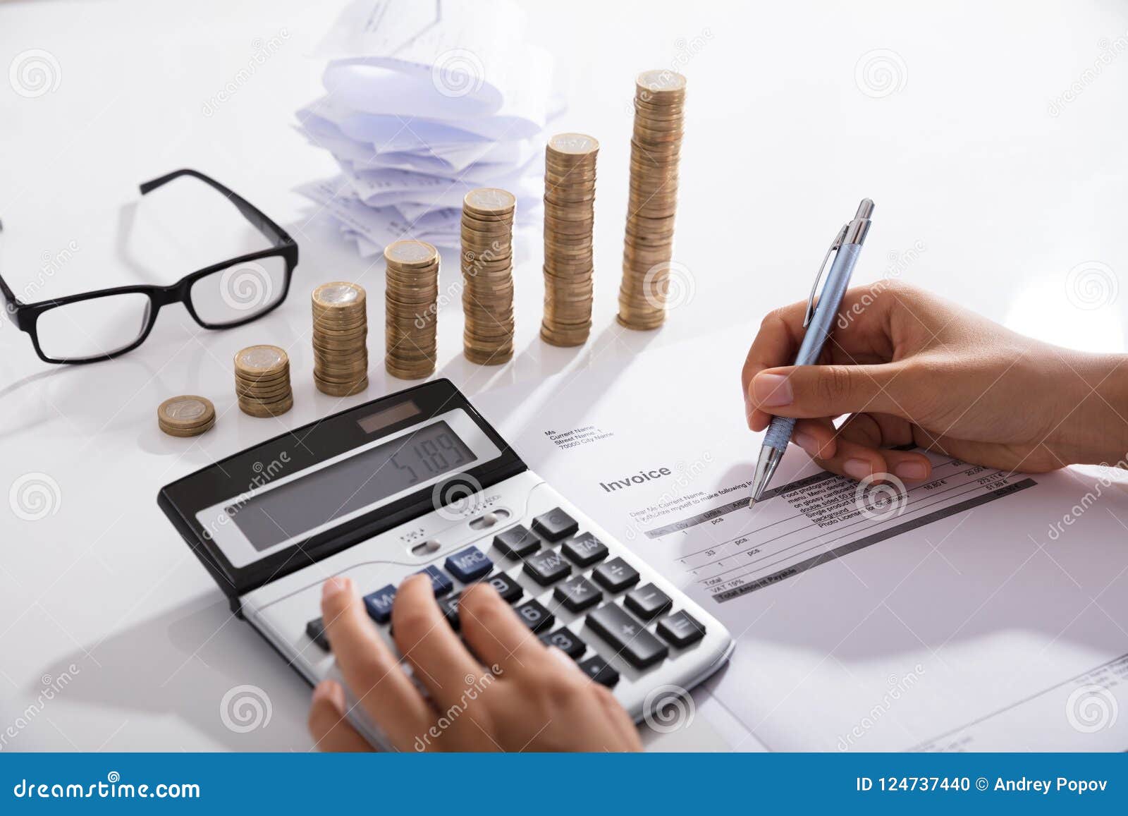 Accountant Calculating Tax Using Calculator on Desk Stock Photo - Image ... Accountant Calculating Tax Using Calculator on Desk Stock Photo - Image ...