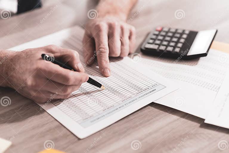 Accountant Checking Financial Document Stock Photo - Image of paperwork ...