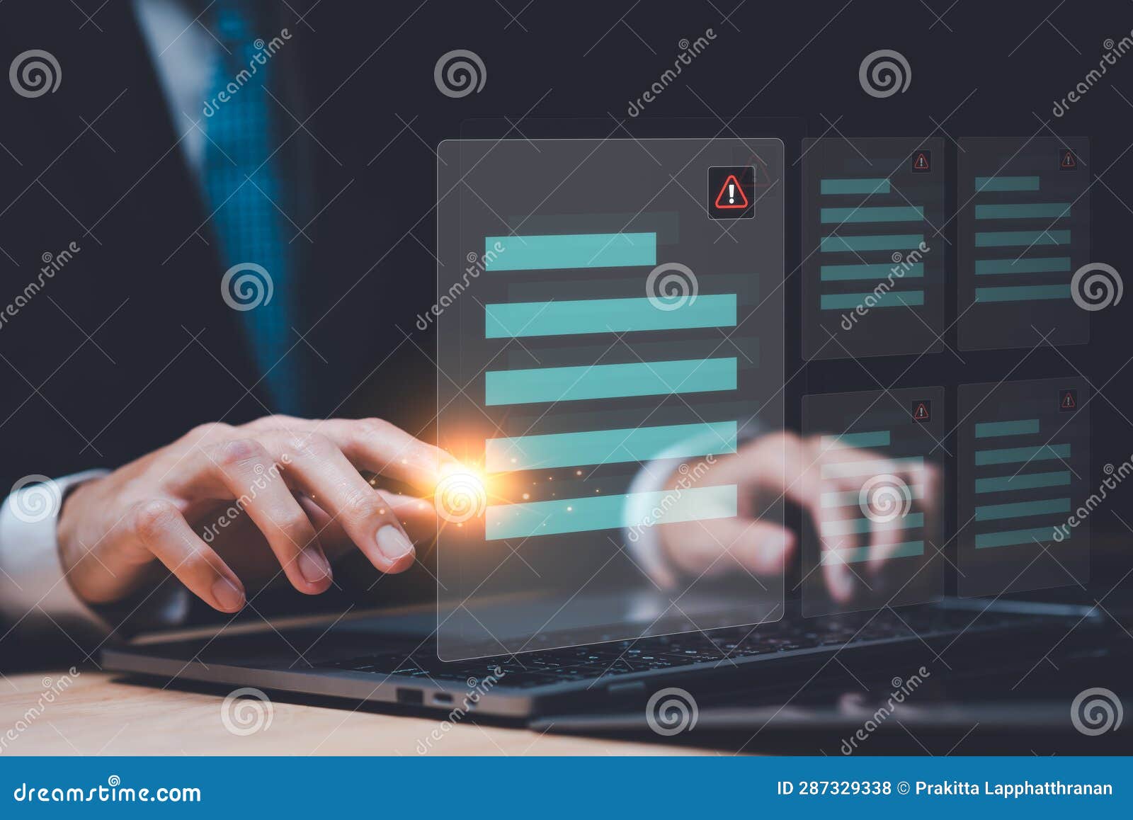 Accountant Checking Steps through Virtual Online Document with List of ...