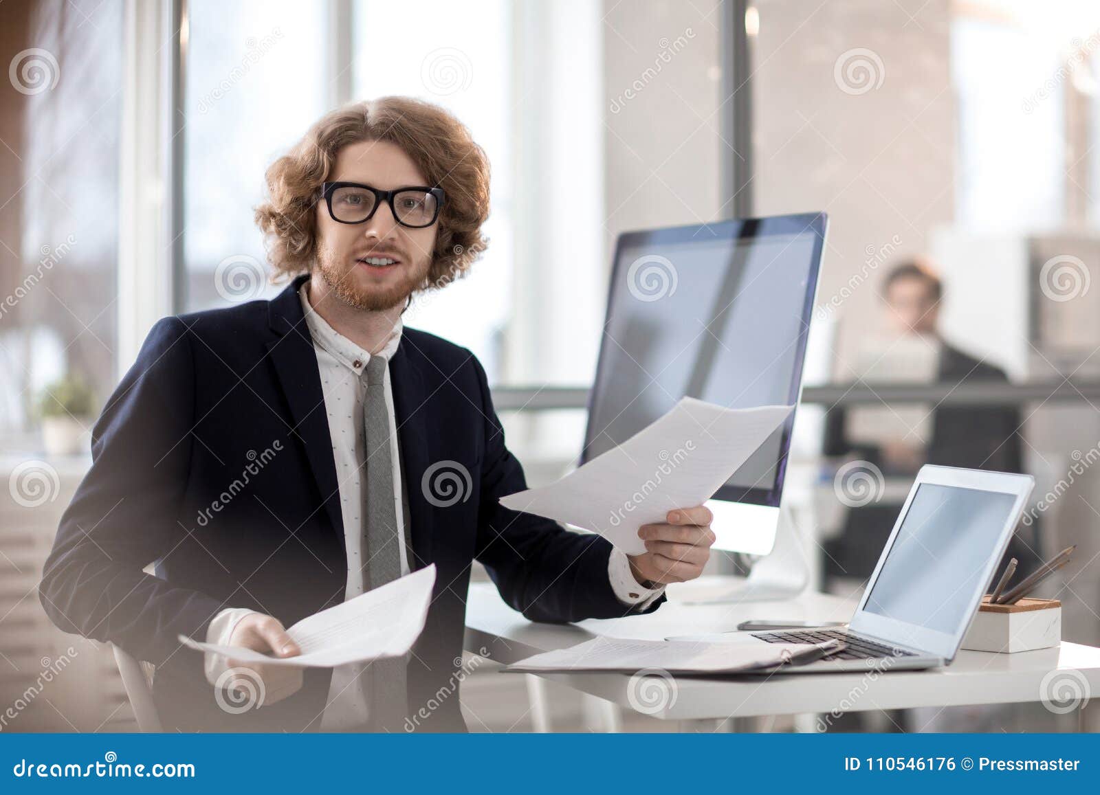 Accountant with documents stock photo. Image of document - 110546176