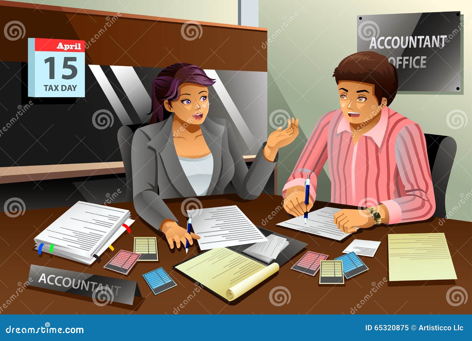 Accountant Helping Een Mens Die De Belasting Vullen Vector Illustratie ...