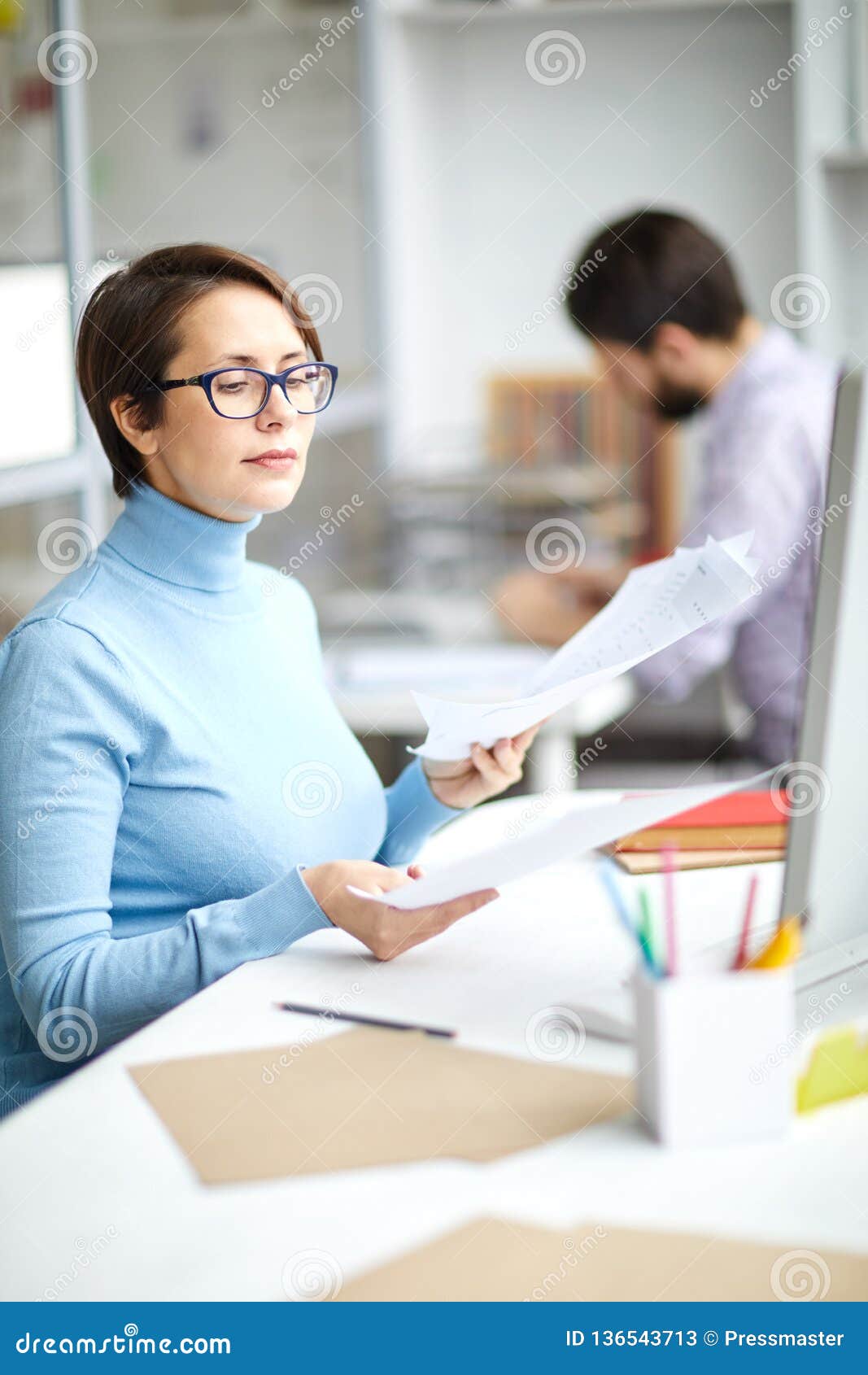 Accountant in office stock image. Image of confident - 136543713