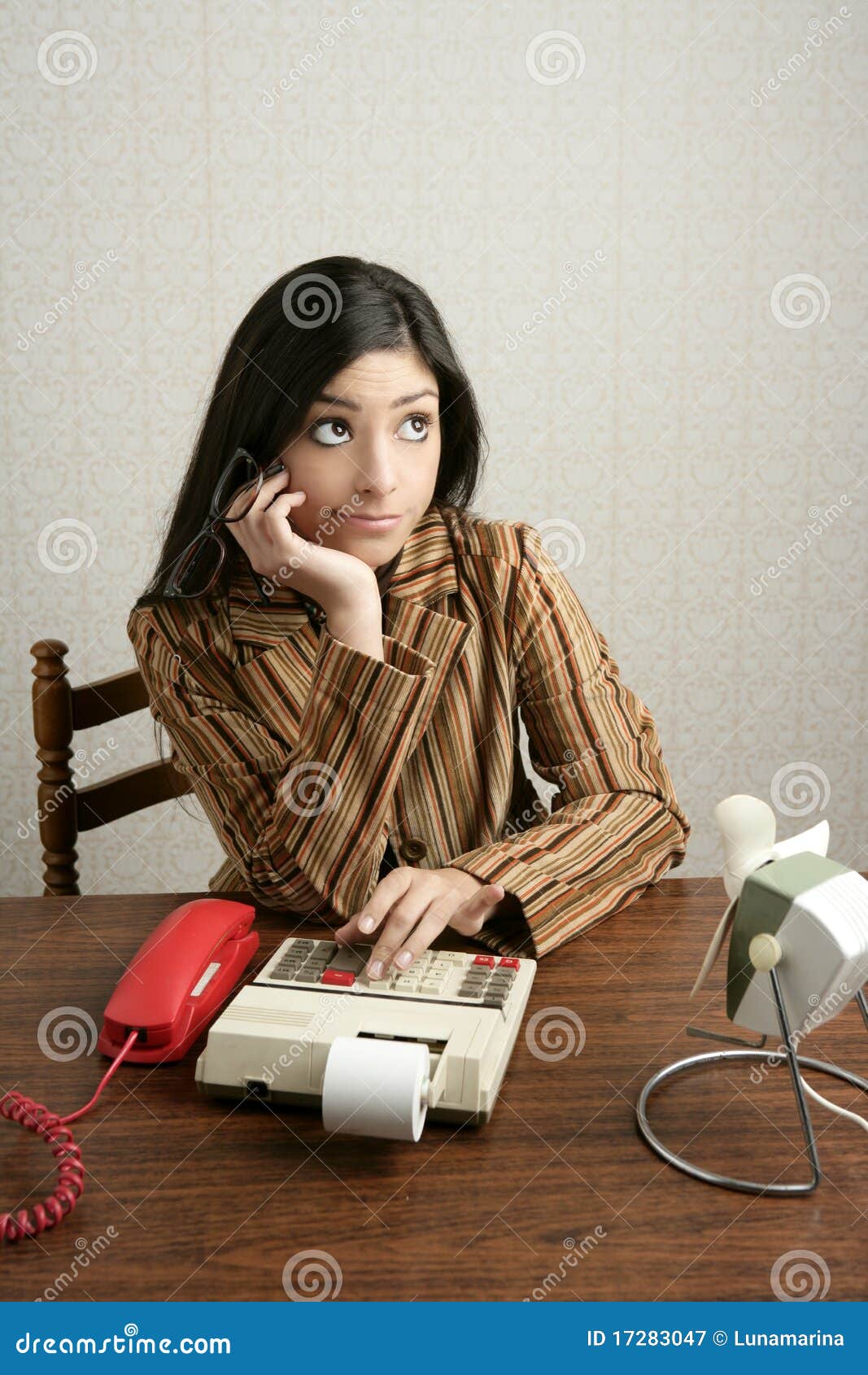 Accountant Retro Woman Negative Expression Stock Image - Image of ...