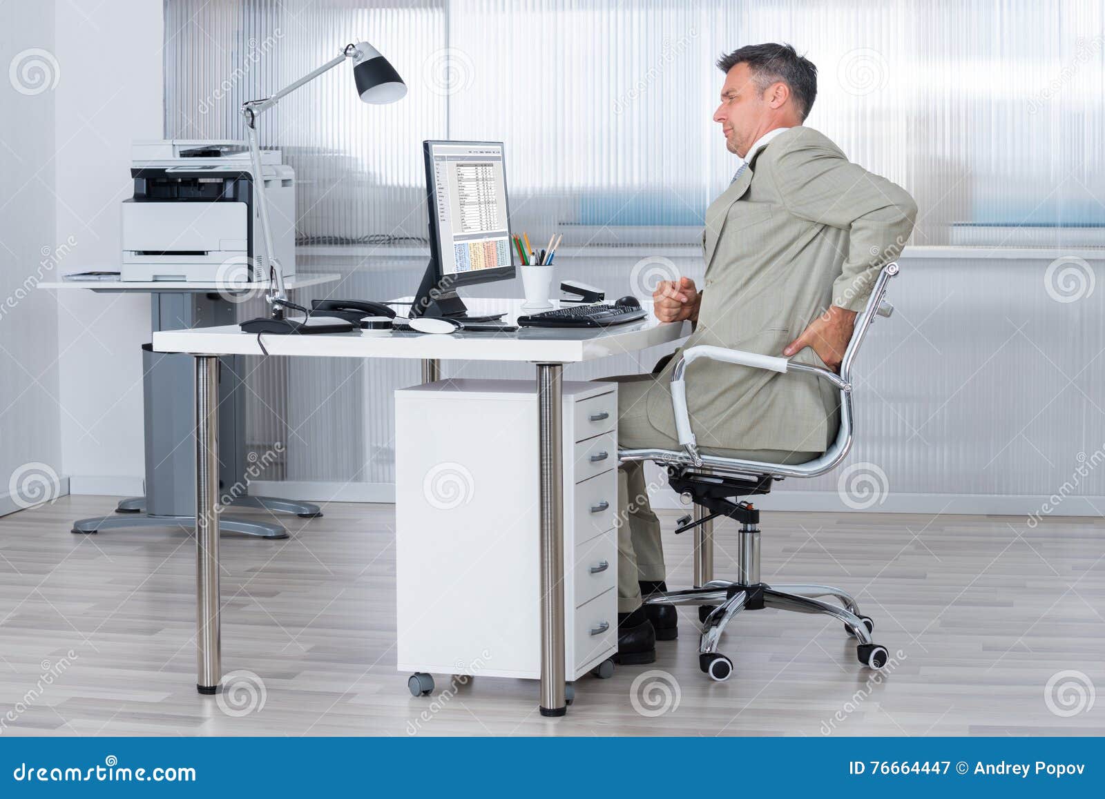 Accountant Suffering from Back Pain at Desk Stock Image - Image of ...