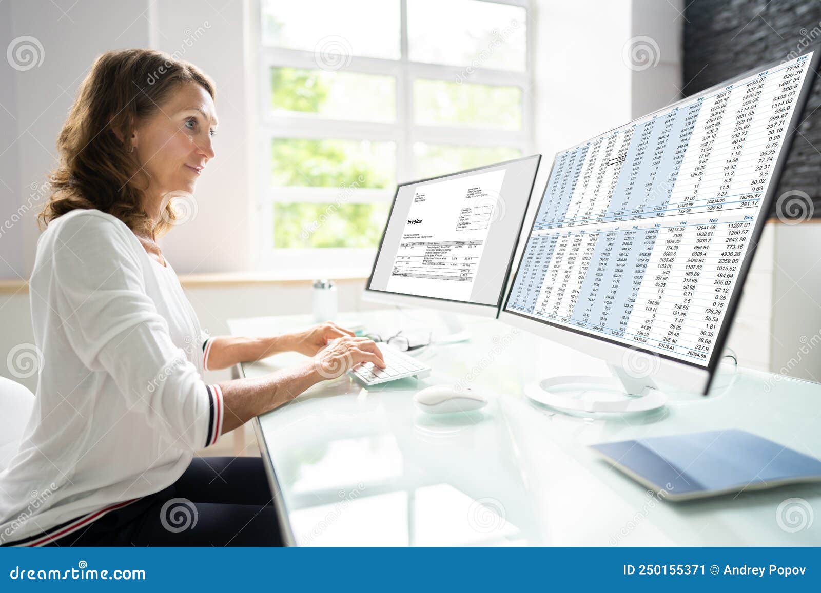 Accountant Using E Invoice Software at Computer Stock Image - Image of ...