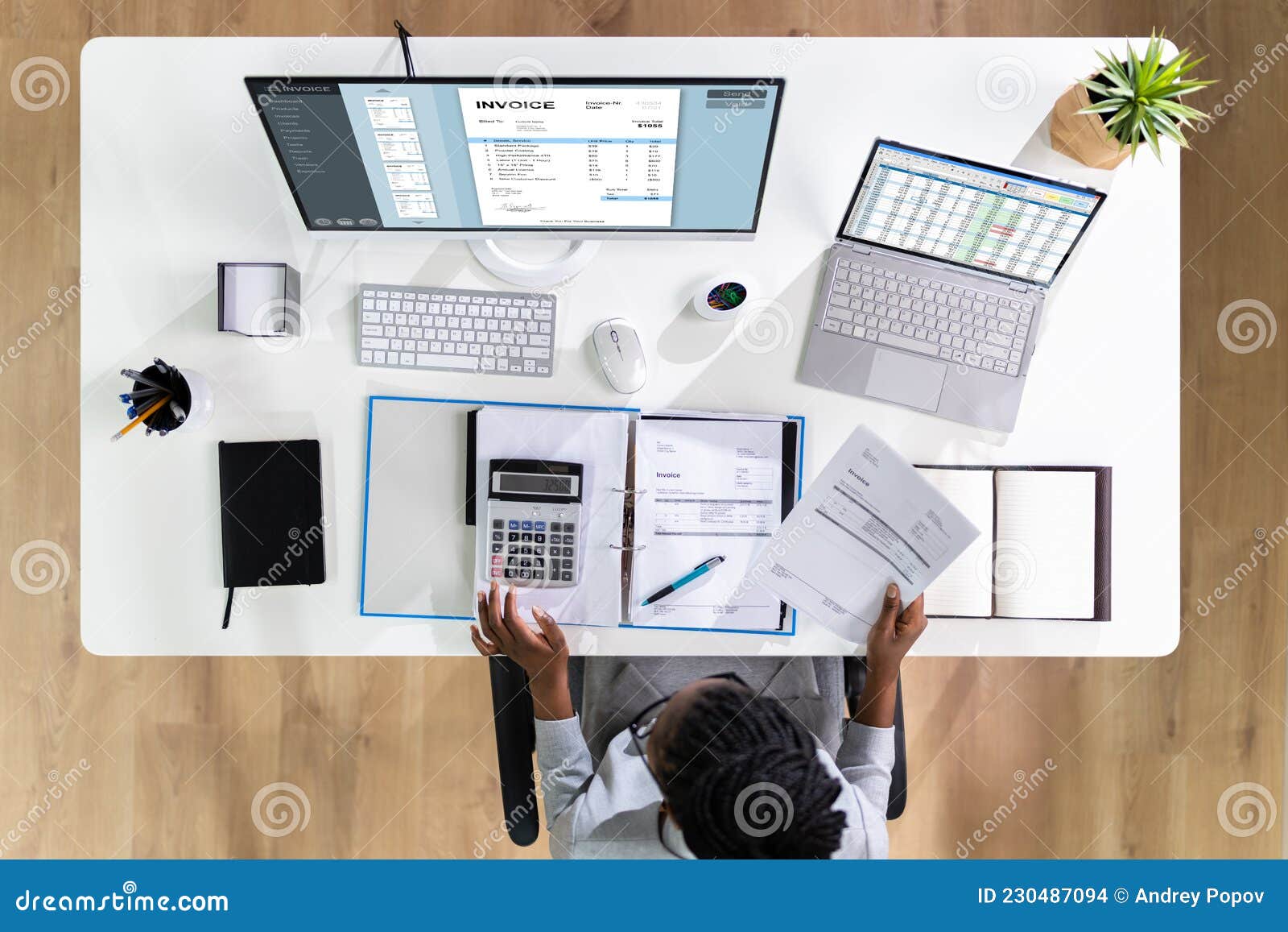Accountant Using Electronic Invoice or Bill Stock Photo - Image of ...