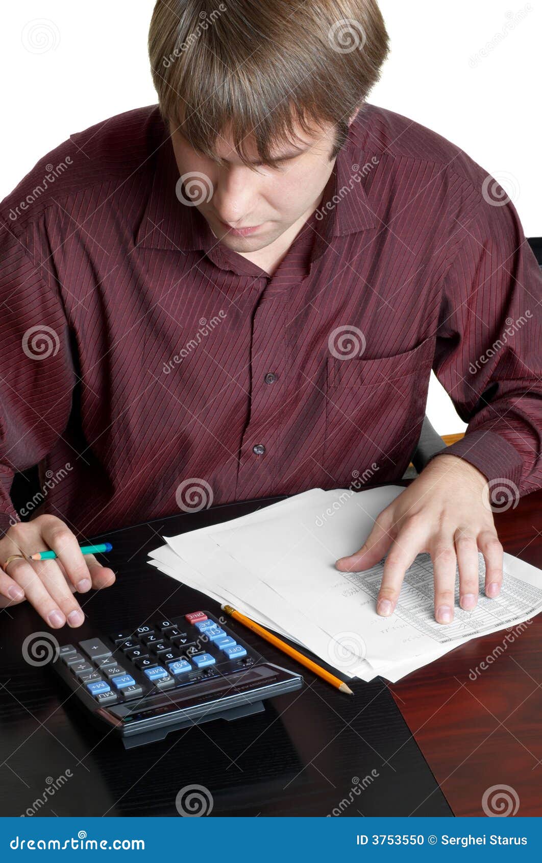 Accountant at work stock photo. Image of pencil, problems - 3753550