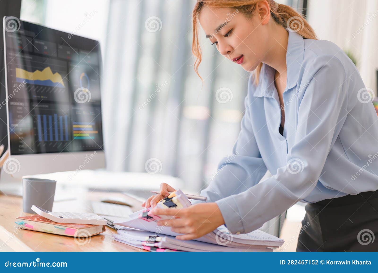 Accountant Working with Computer and Dashboard for Data Business ...