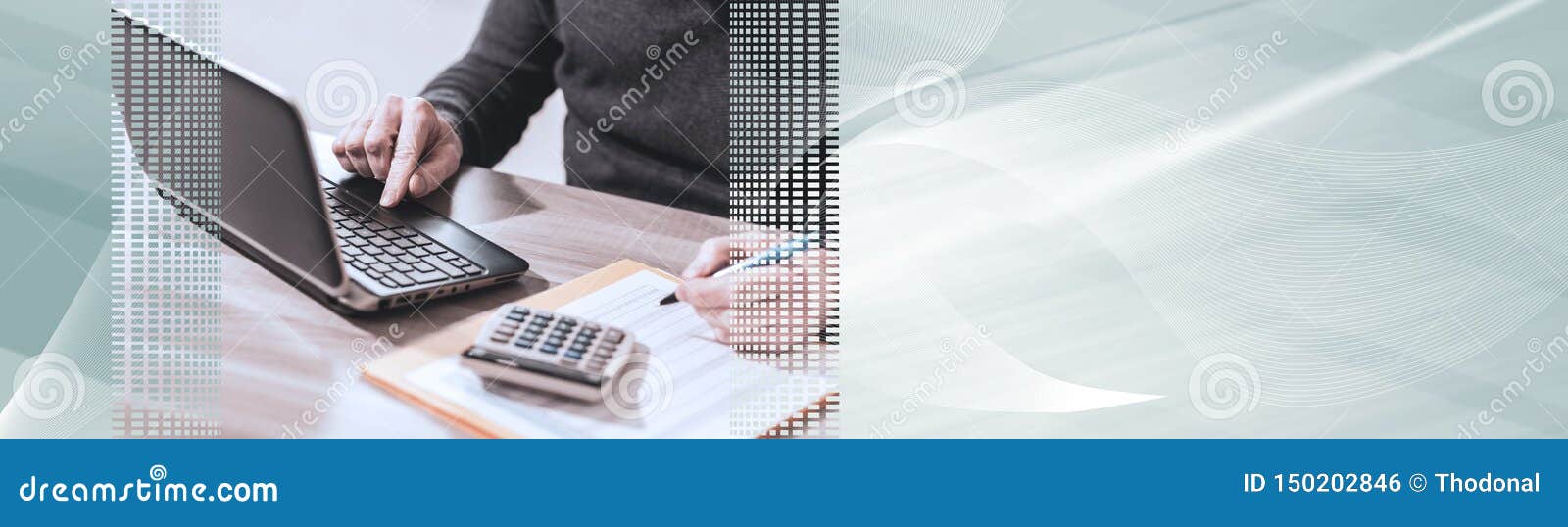 Accountant Working on Laptop; Panoramic Banner Stock Photo - Image of ...