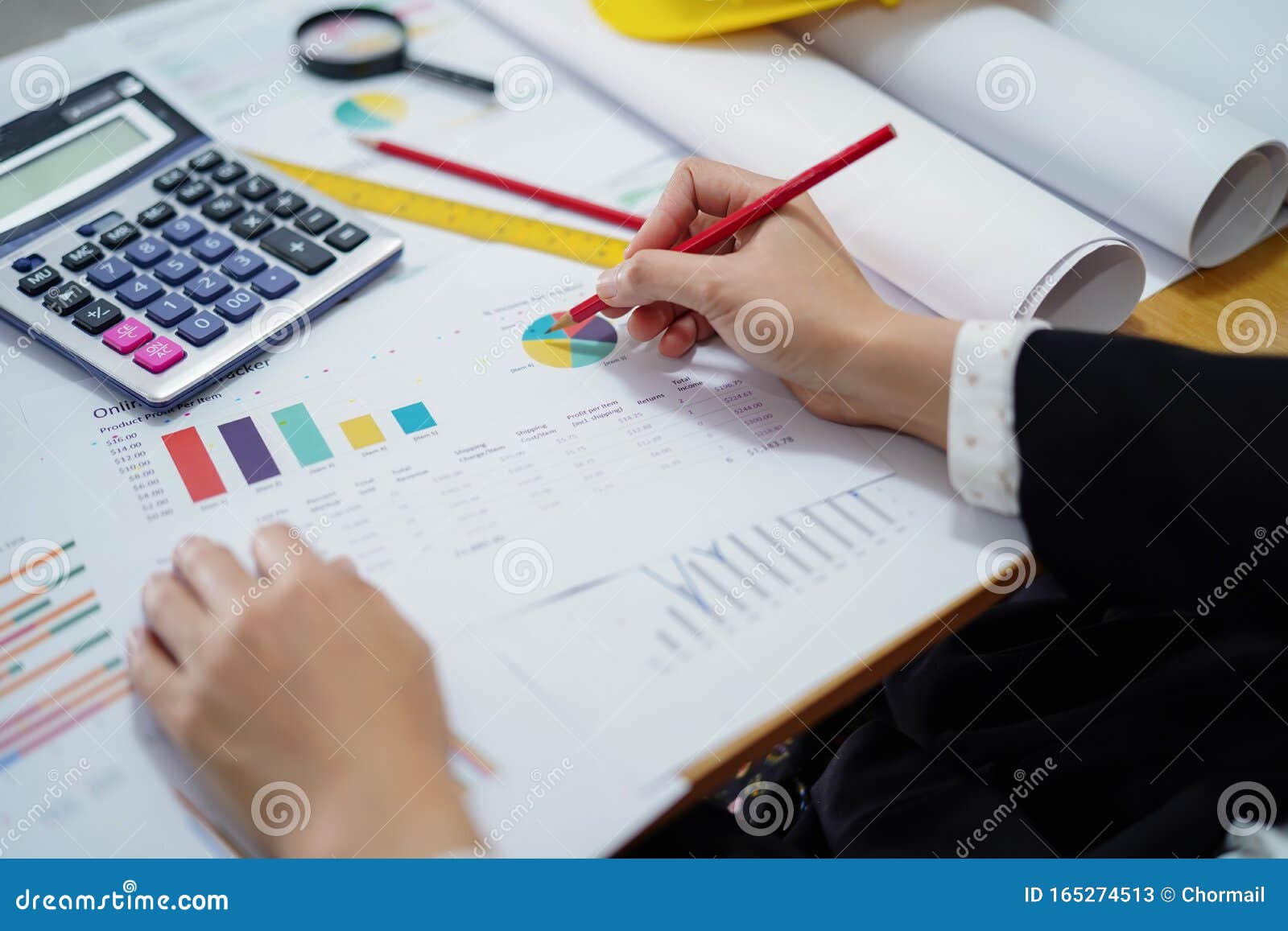 Accountant Working Project Accounting with Graph Stock Image - Image of ...