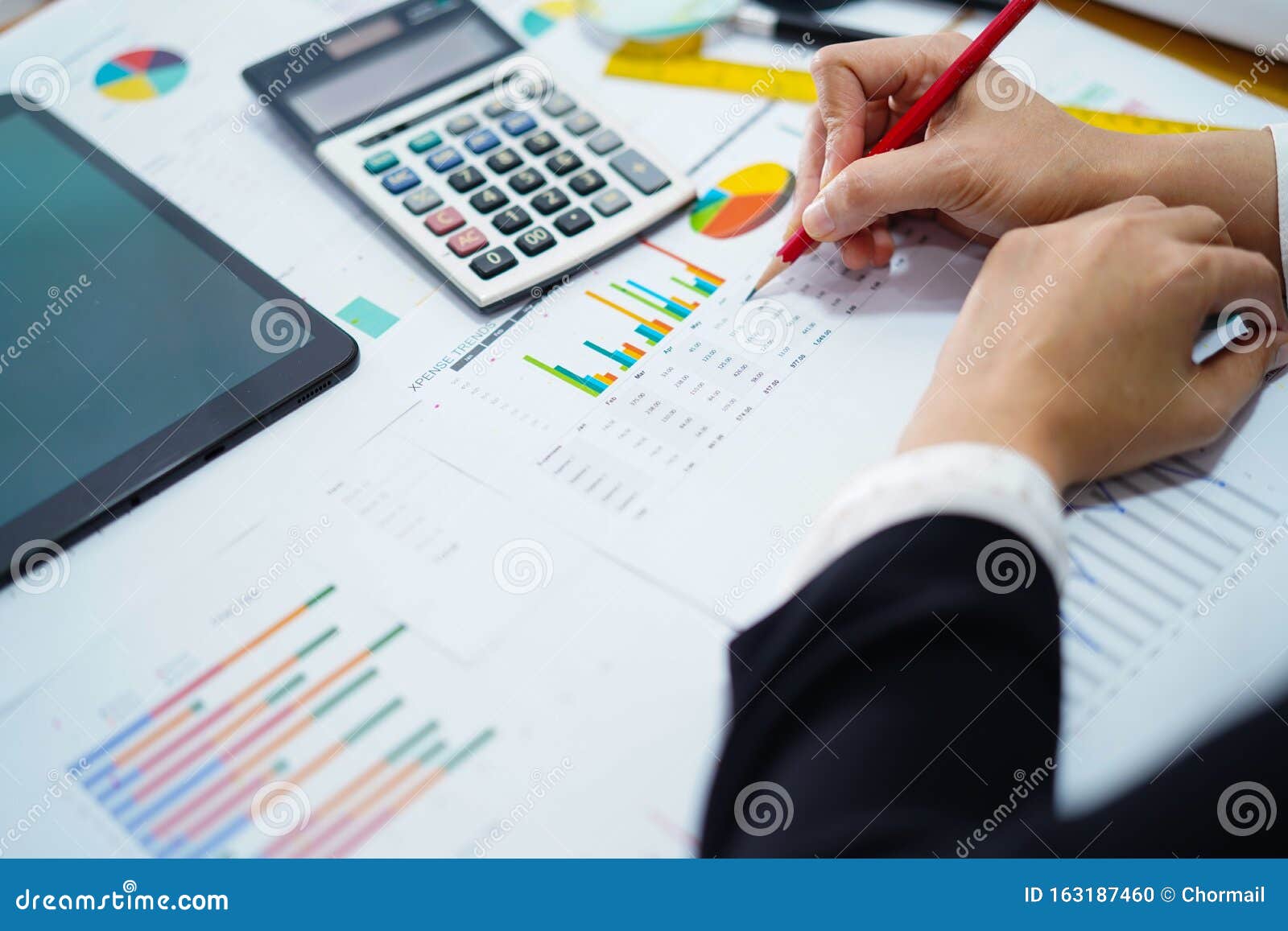 Accountant Working Project Accounting with Graph I Stock Photo - Image ...