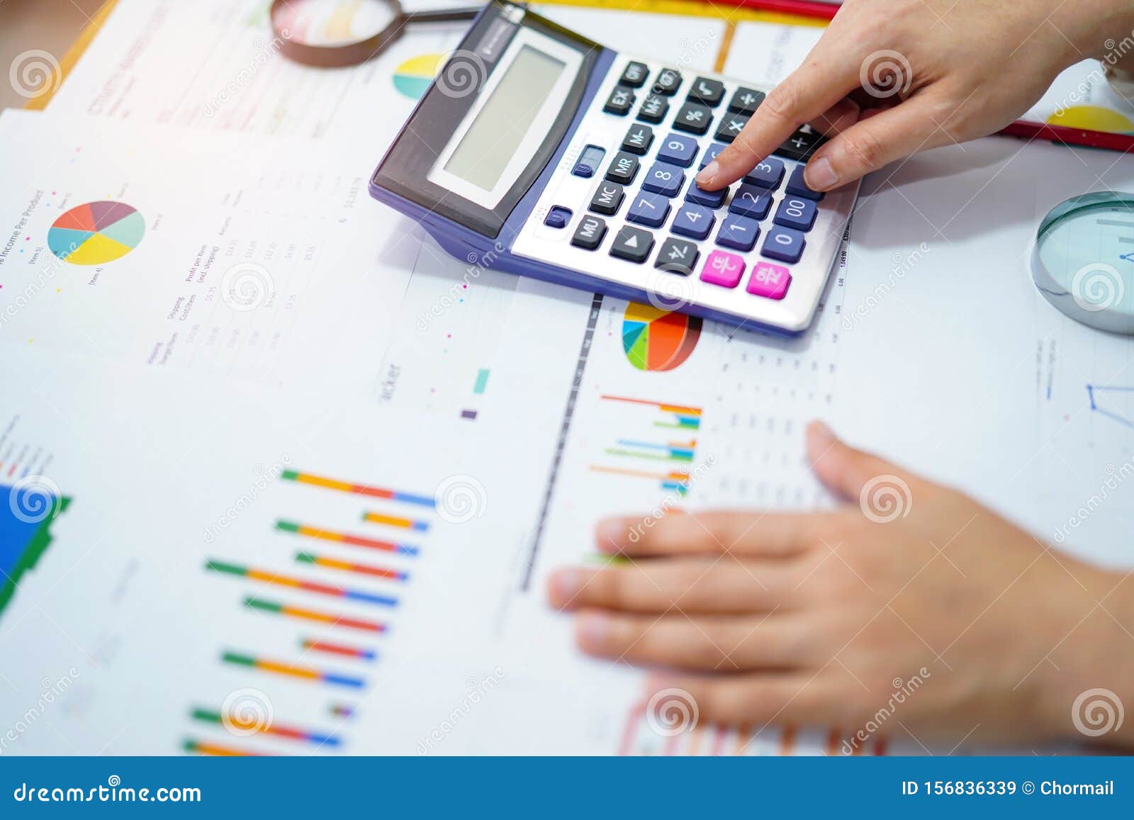 Accountant Working Project Accounting with Graph in Office. Stock Image ...