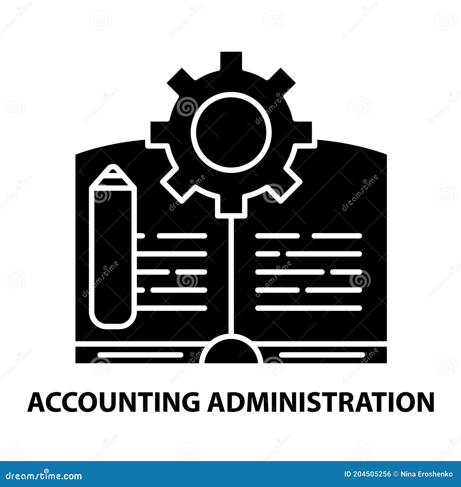 Accounting Administration Icon, Black Vector Sign with Editable Strokes ...
