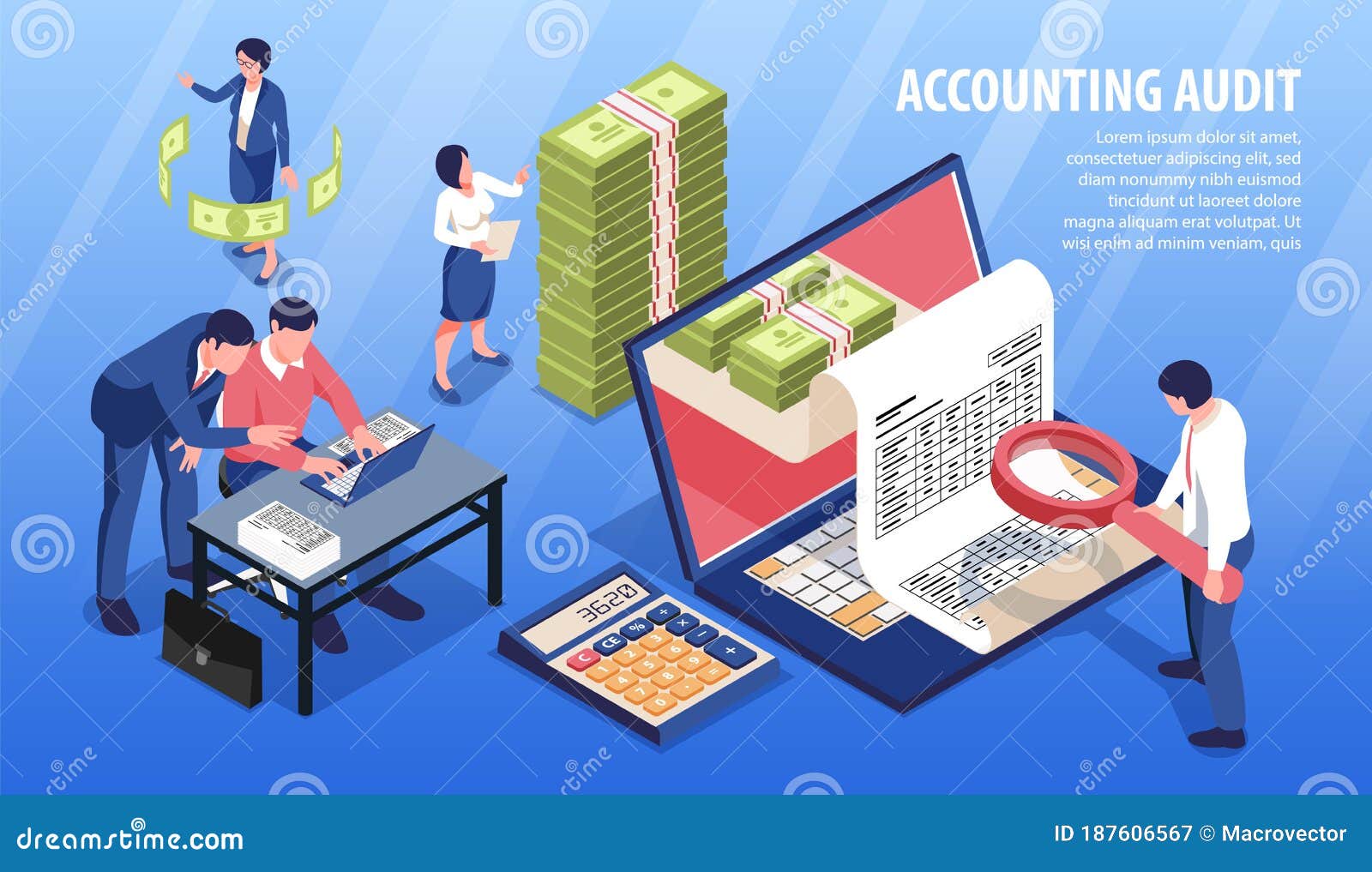 Accounting And Audit Concept With Character. Documents With Charts ...