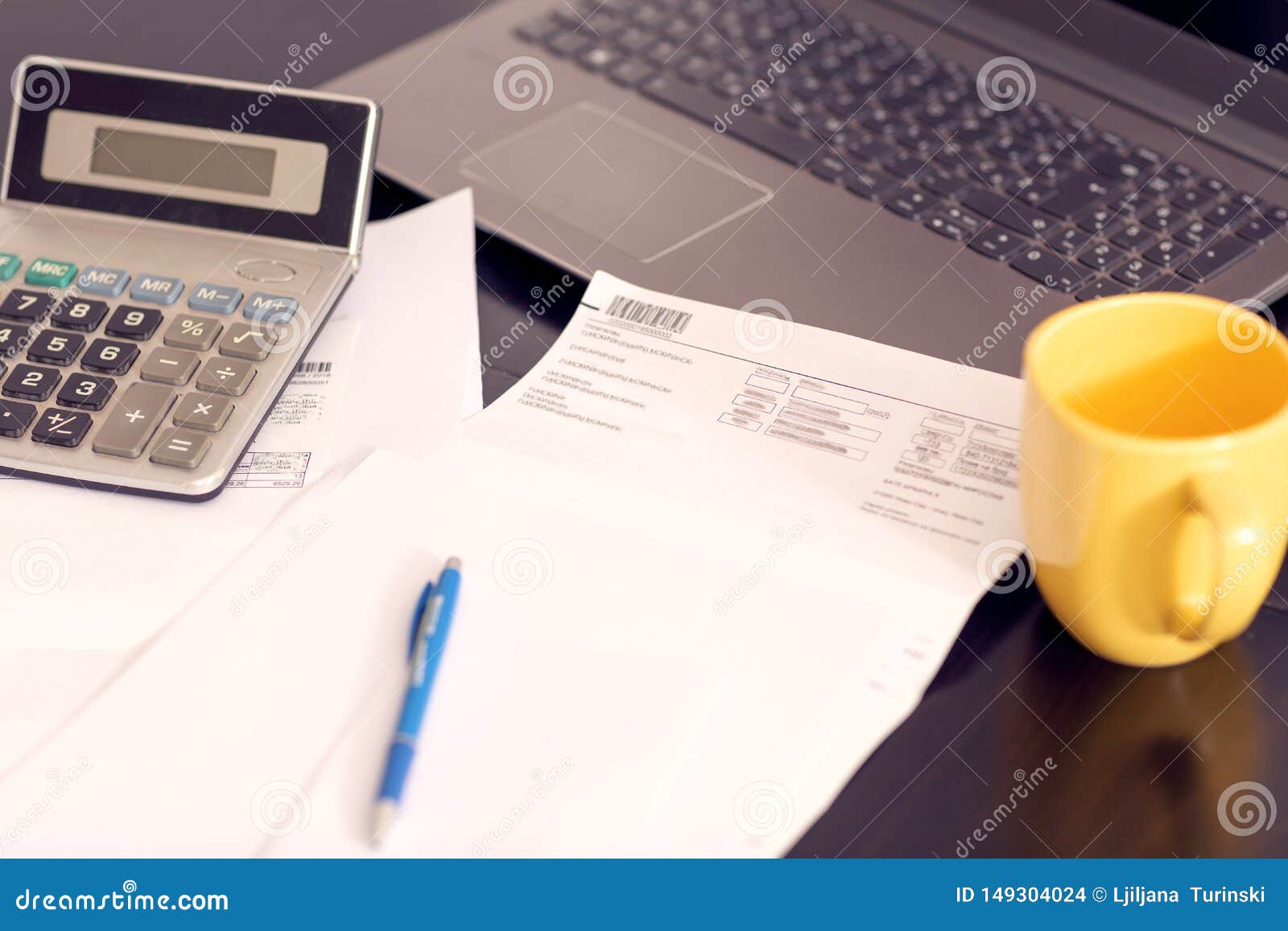 Accounting Bill Paper Forms on the Table- Paid in Full Stock Photo ...