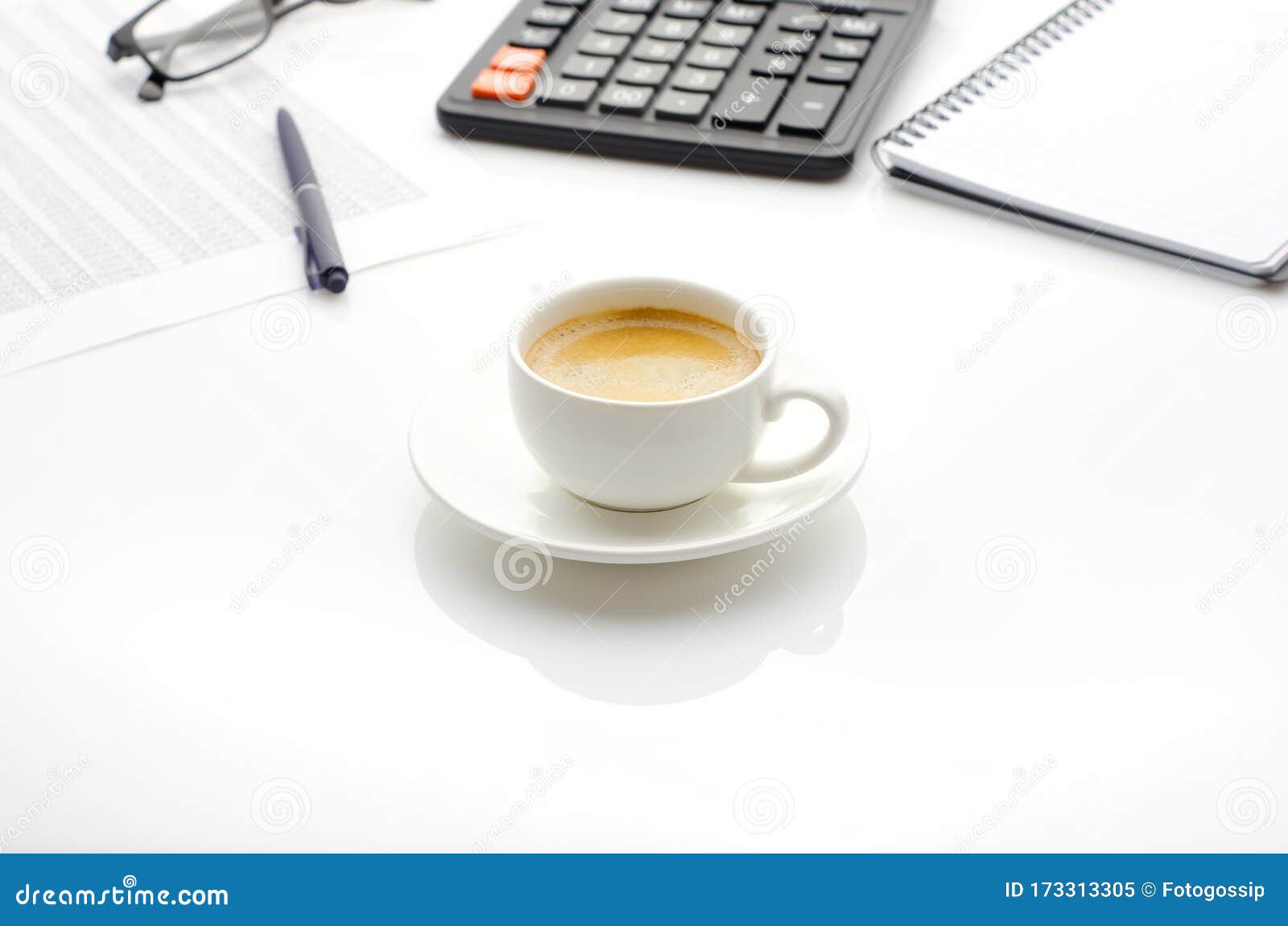 Accounting Business Concept. Desktop with Cup of Coffee, Calculator ...