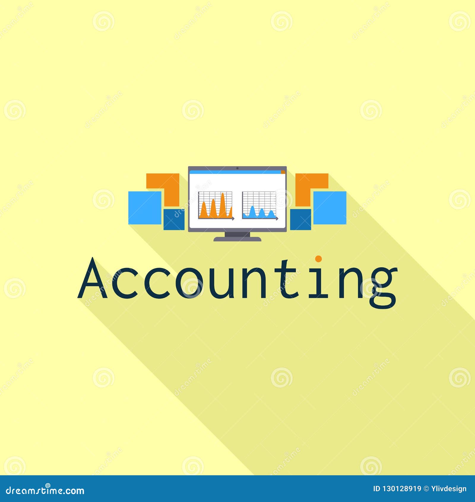 Accounting Computer Graph Logo, Flat Style Stock Vector - Illustration ...