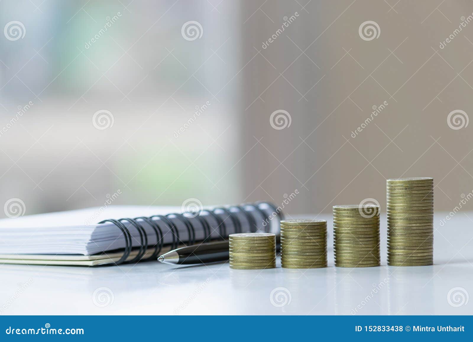 Accounting Concept with Coins Pen Note Book and Calculator Stock Photo ...