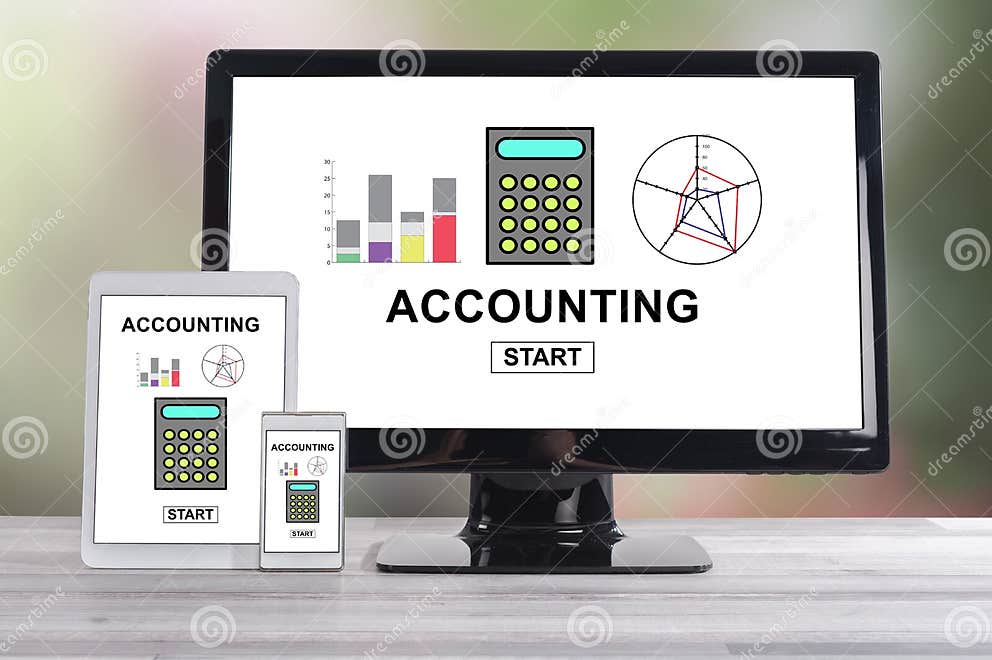 Accounting Concept on Different Devices Stock Image - Image of ...