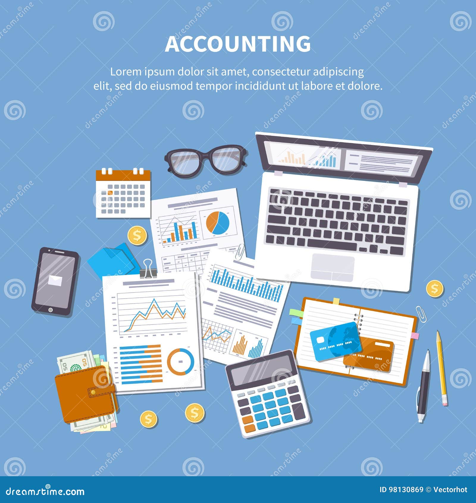 Accounting Concept. Organization Process Cartoon Vector | CartoonDealer ...