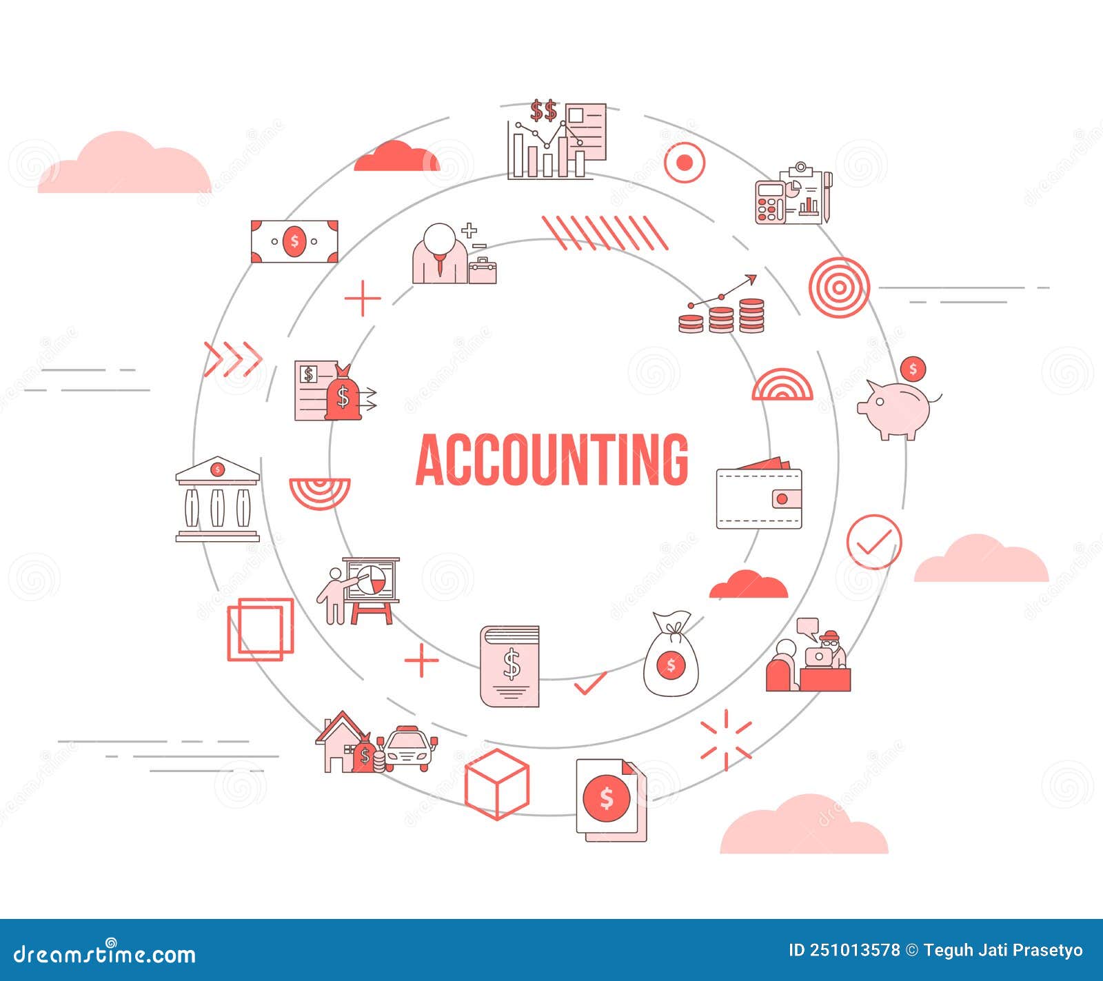 Accounting Concept with Icon Set Template Banner and Circle Round Shape ...