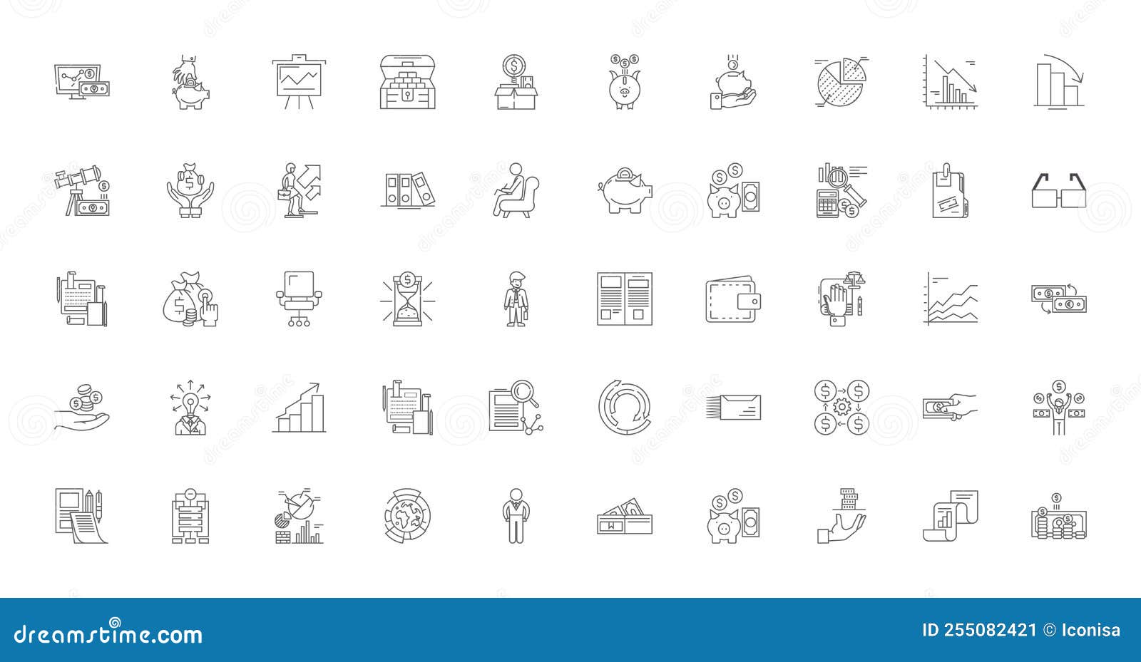 Accounting Concept Illustration, Linear Icons, Line Signs Set, Vector ...