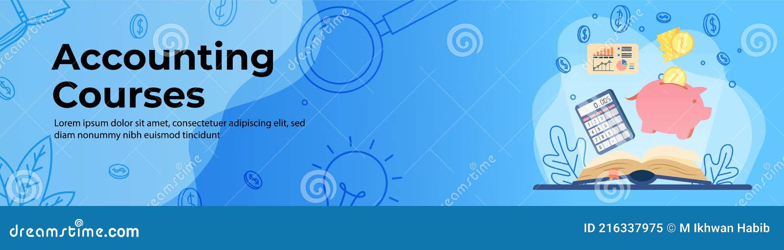 Accounting Courses Web Banner Design. E-Learning, Digital Education ...
