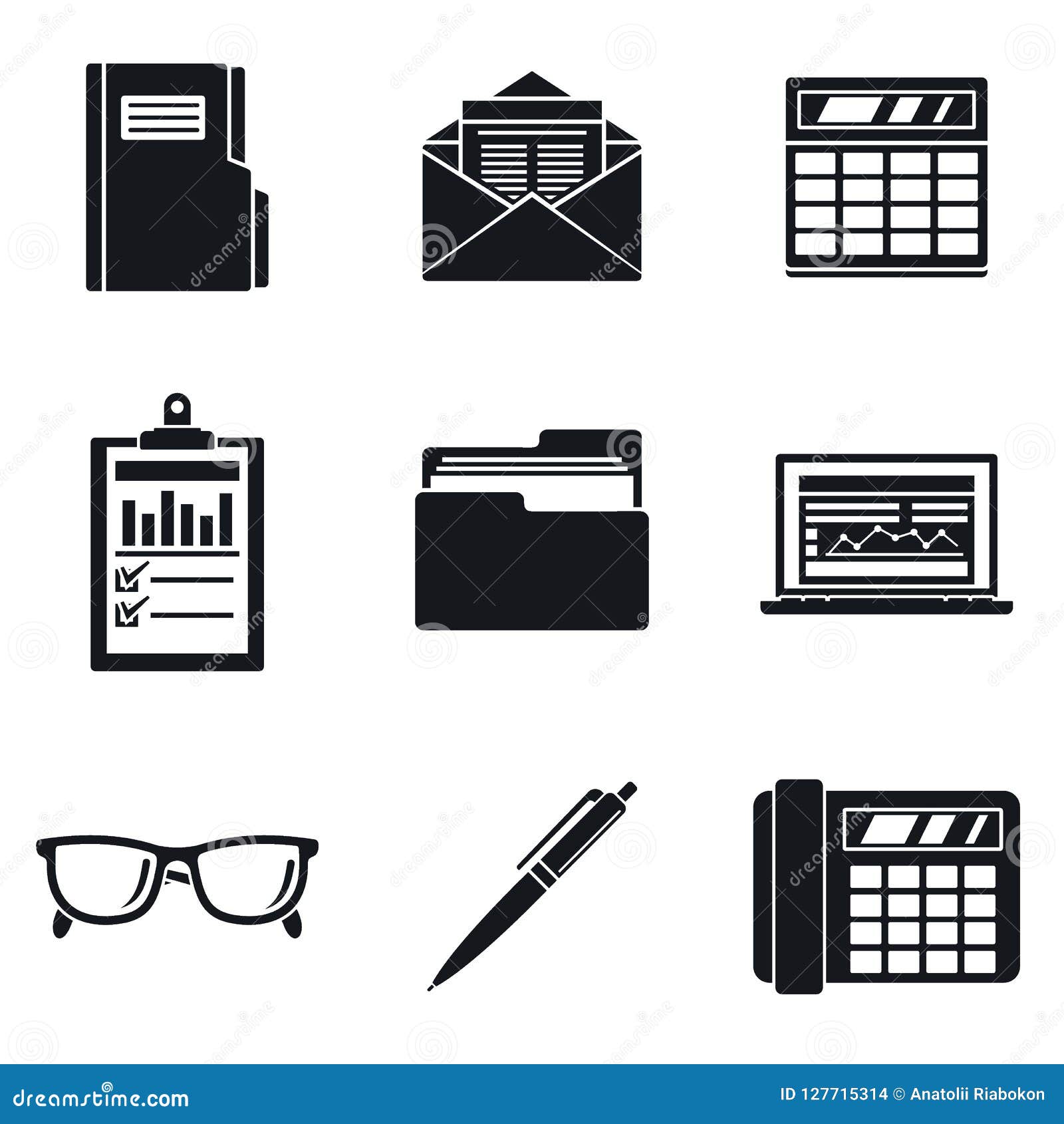Accounting Day Icon Set, Simple Style Stock Vector - Illustration of ...