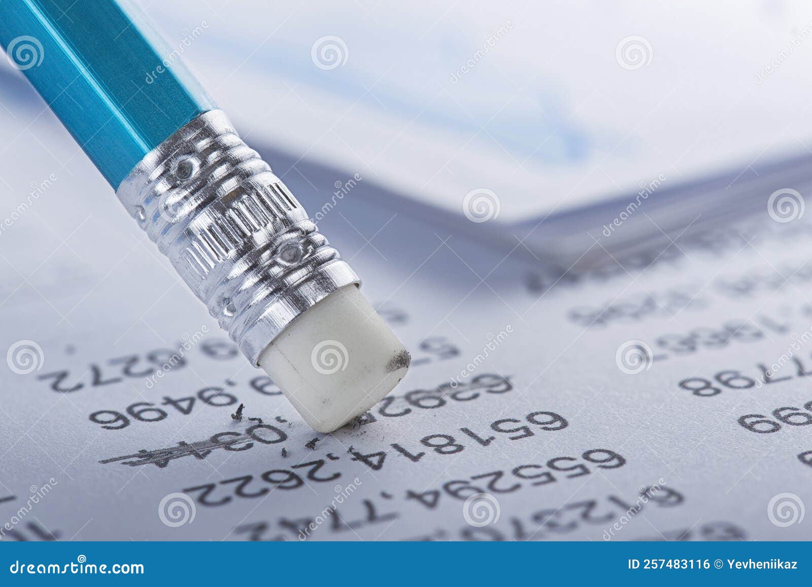 Accounting Document with Eraser Erases Blots in the Document and ...