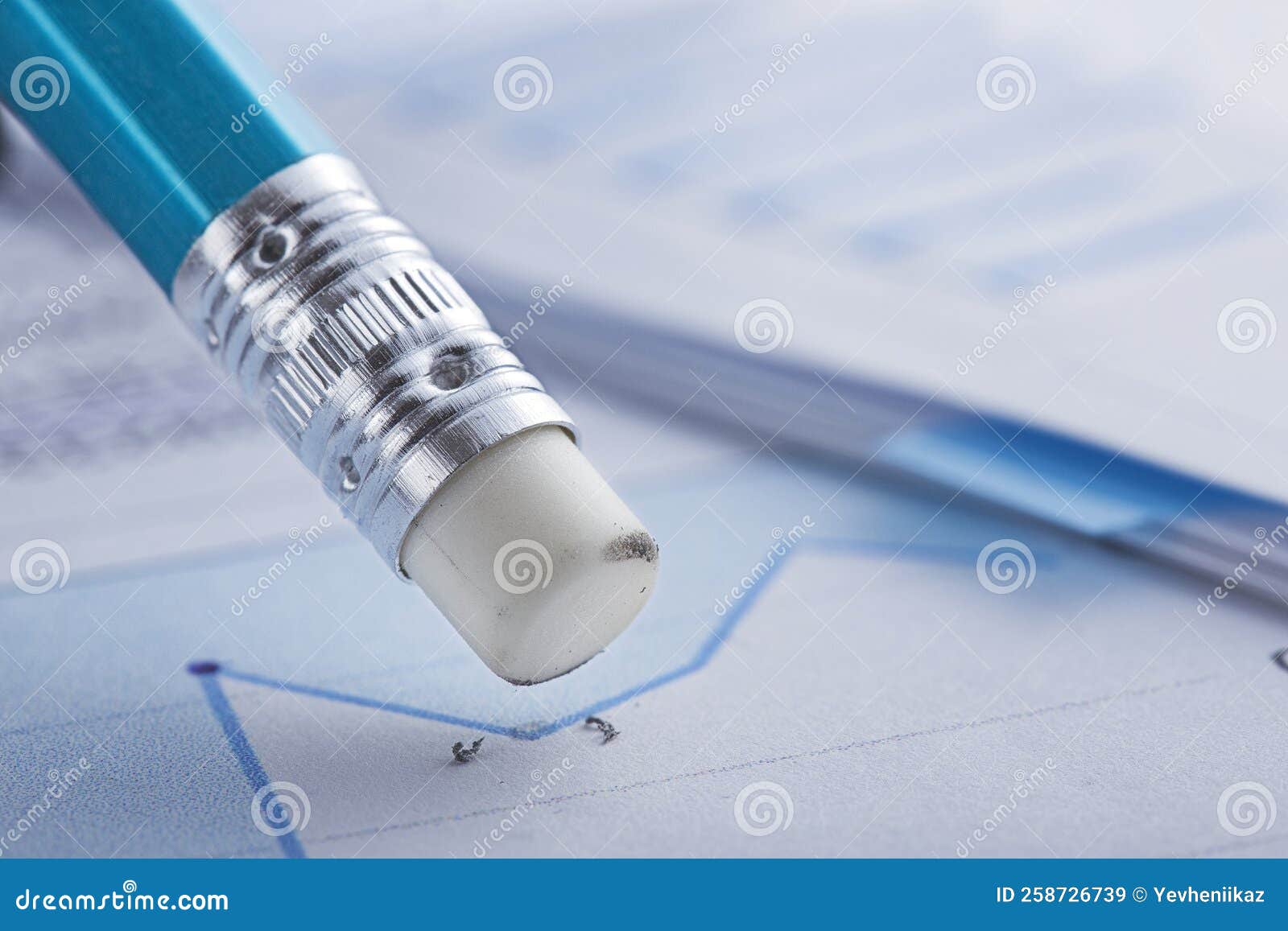 Accounting Document with Eraser Erases Blots in the Document and ...