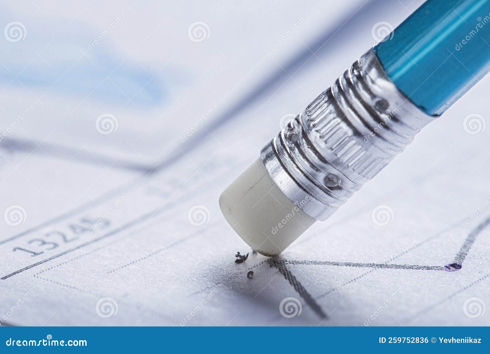 Accounting Document with Eraser Erases Blots in the Document and ...