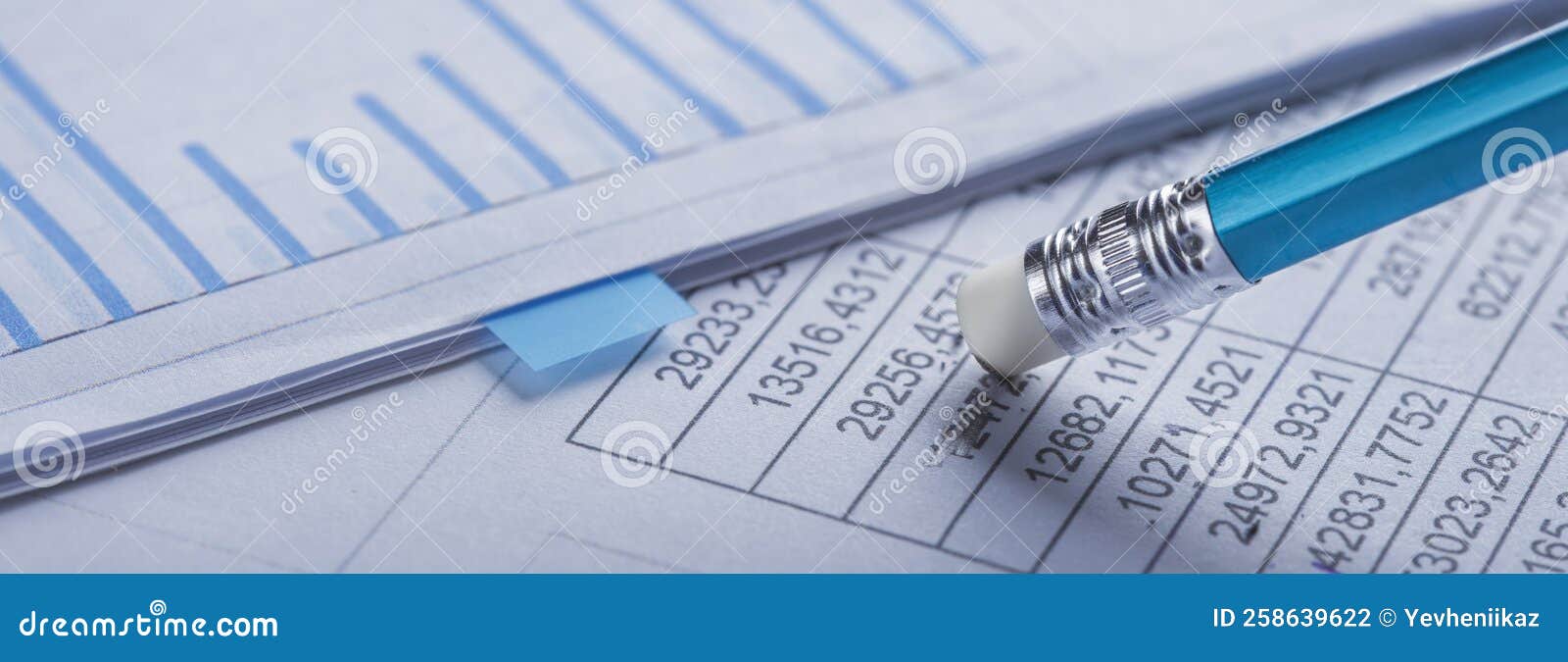 Accounting Document with Eraser Erases Blots in the Document and ...