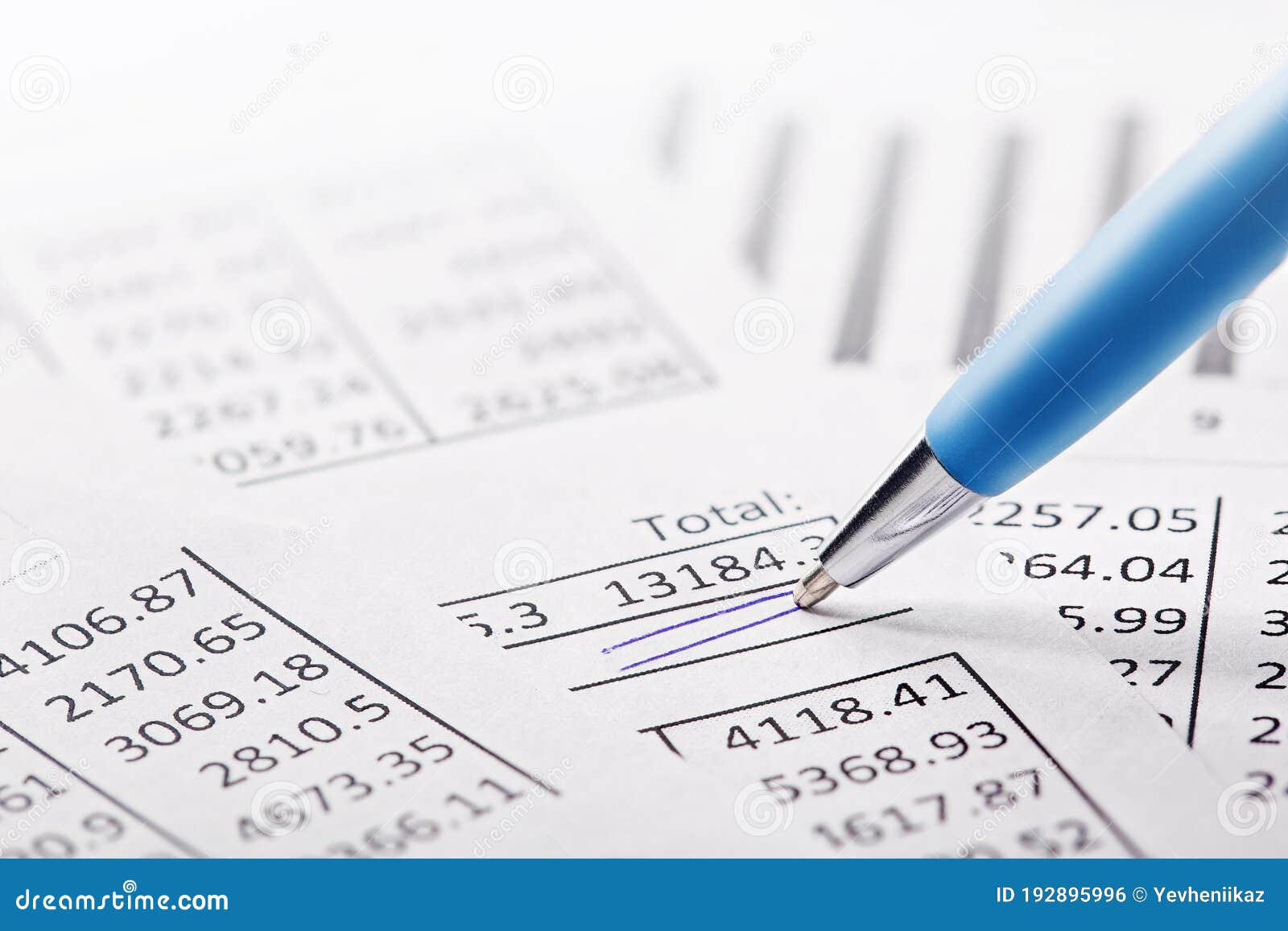 Accounting Document with Pen and Checking Financial Chart. Concept of ...