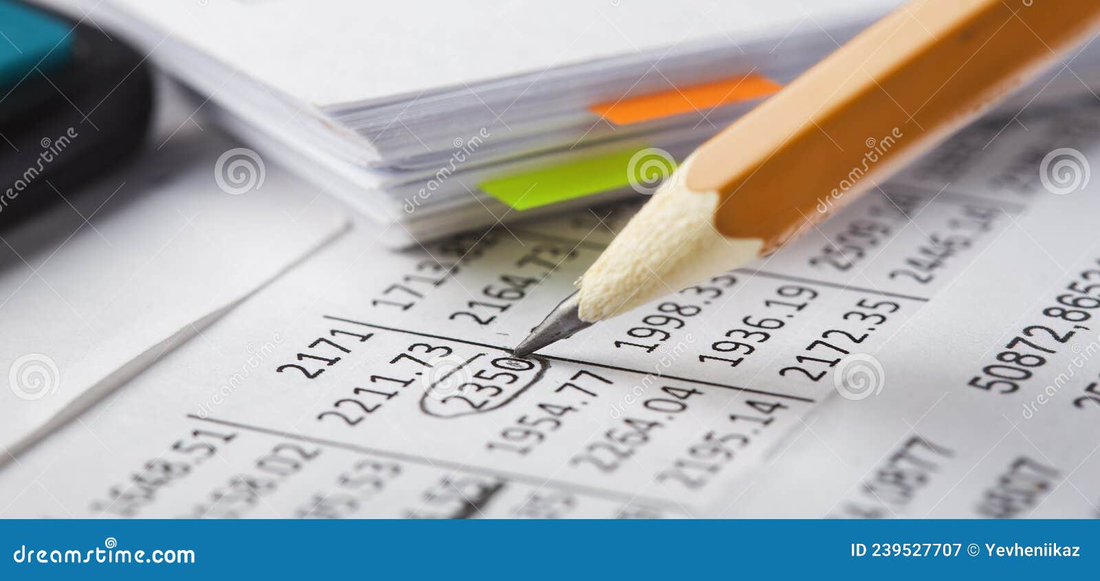 Accounting Document with Pencil and Checking Financial Chart. Concept ...