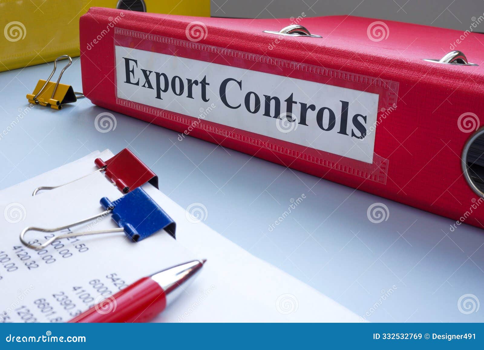 Accounting Documents and a Folder Labeled Export Controls. Financial ...