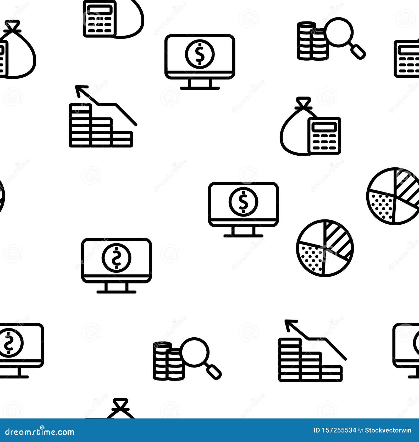 Accounting Elements Vector Seamless Pattern Stock Vector - Illustration ...