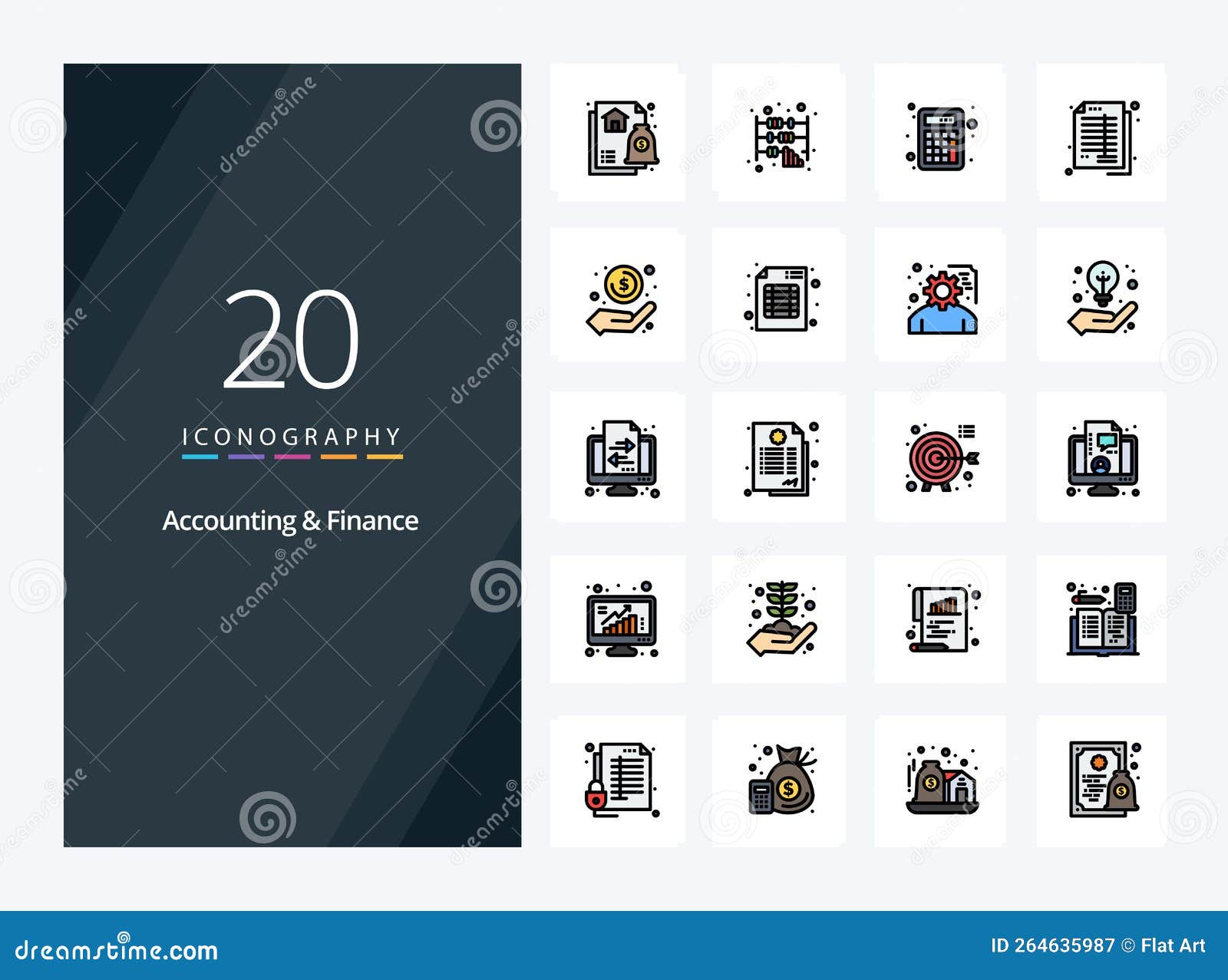 20 Accounting and Finance Line Filled Icon for Presentation Stock ...