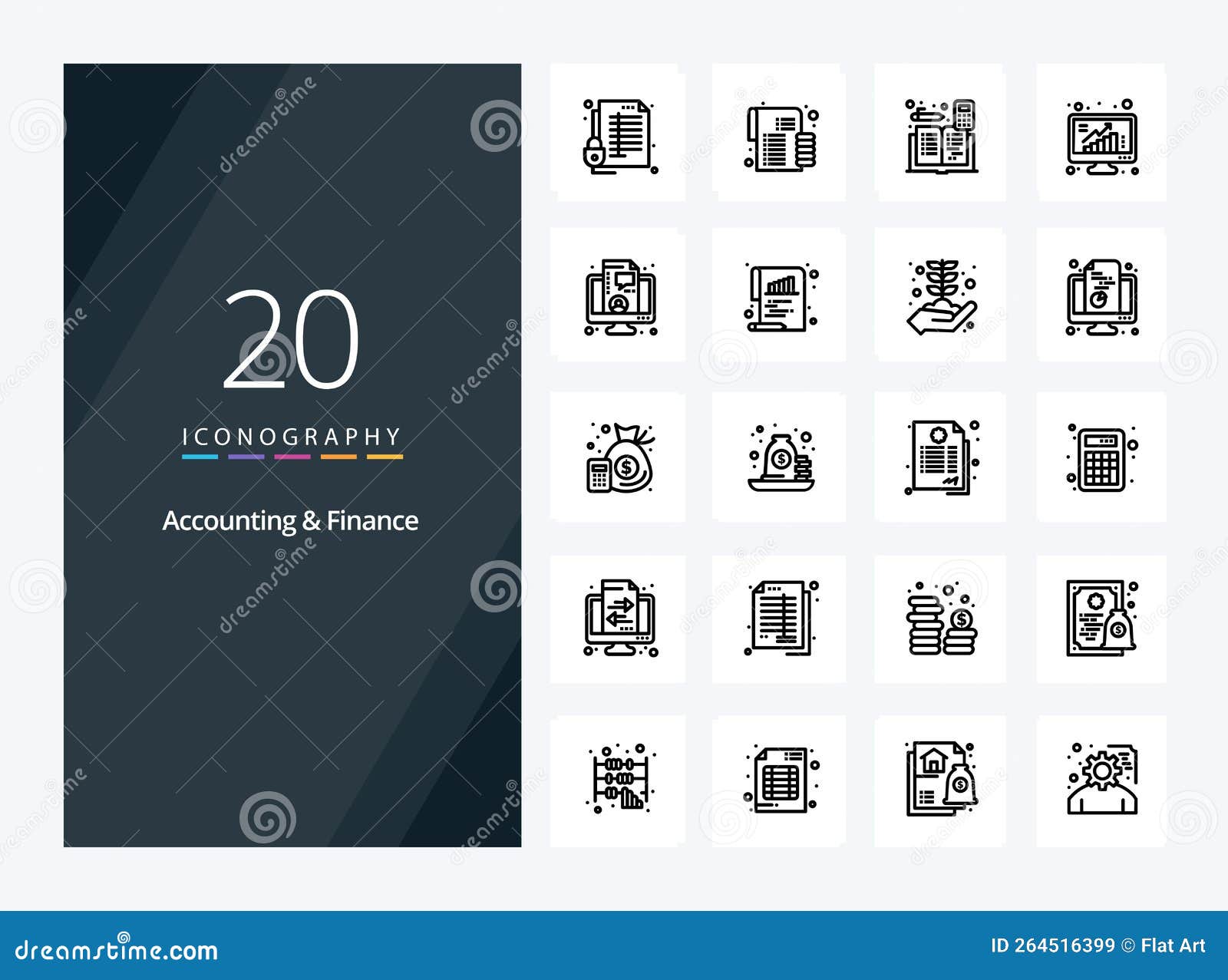 20 Accounting and Finance Outline Icon for Presentation Stock Vector ...