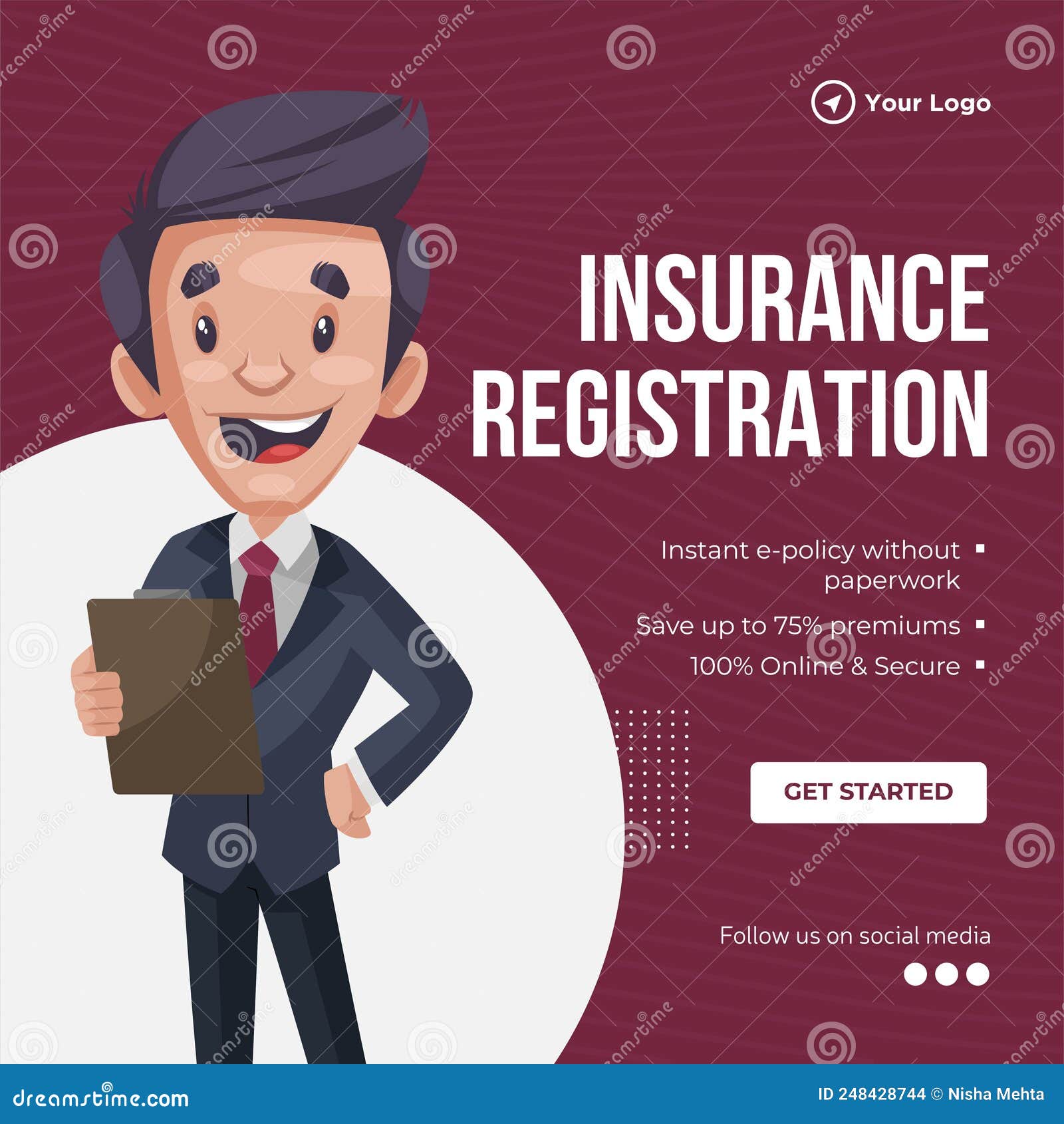 Insurance Registration Banner Design Stock Vector - Illustration of ...