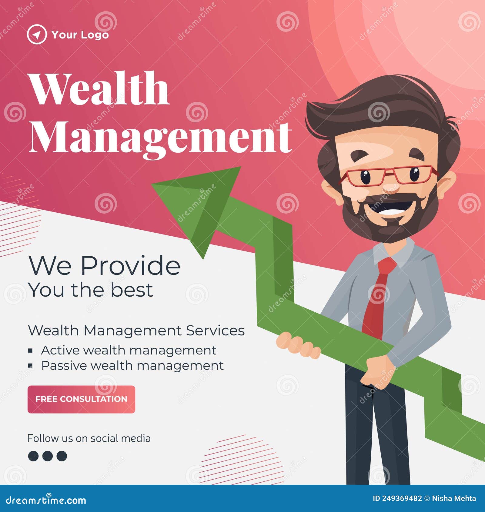 Wealth Management Banner Design Template Stock Vector - Illustration of ...