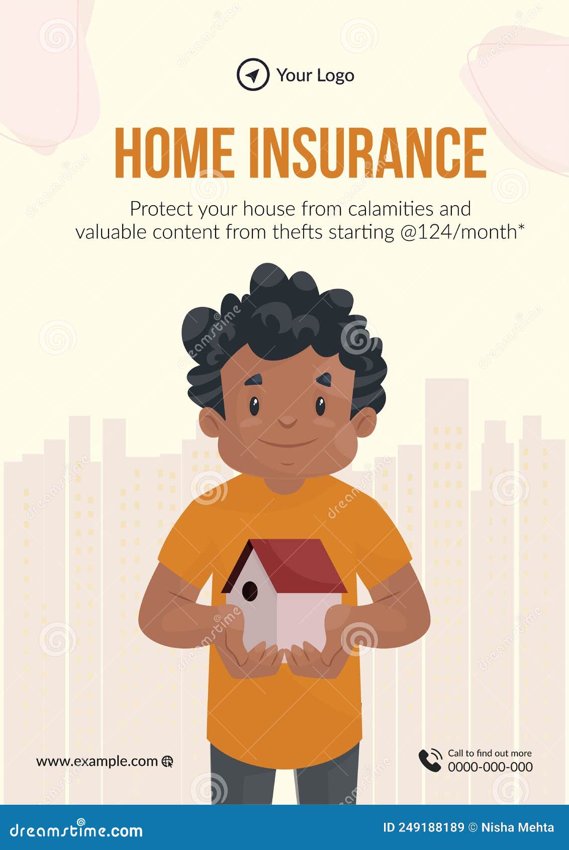 Home Insurance Flyer Design Template Stock Vector - Illustration of ...