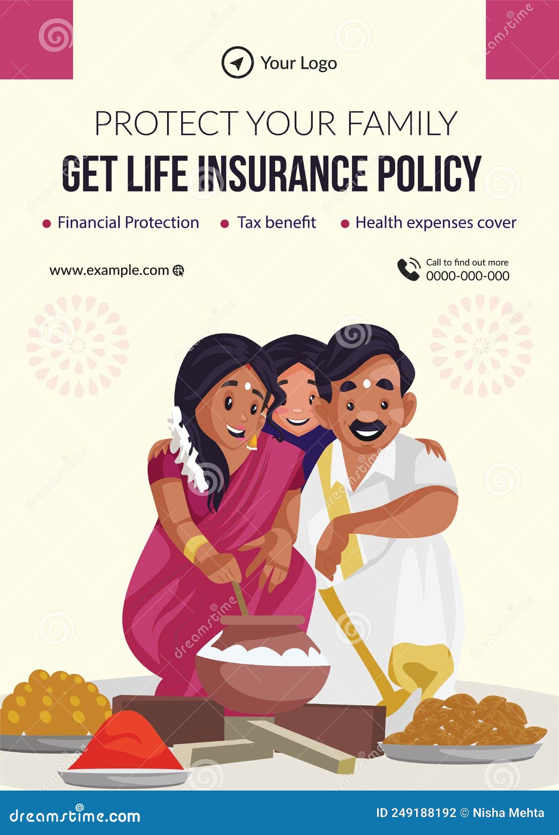 Flyer Design of Get Life Insurance Policy Stock Vector - Illustration ...
